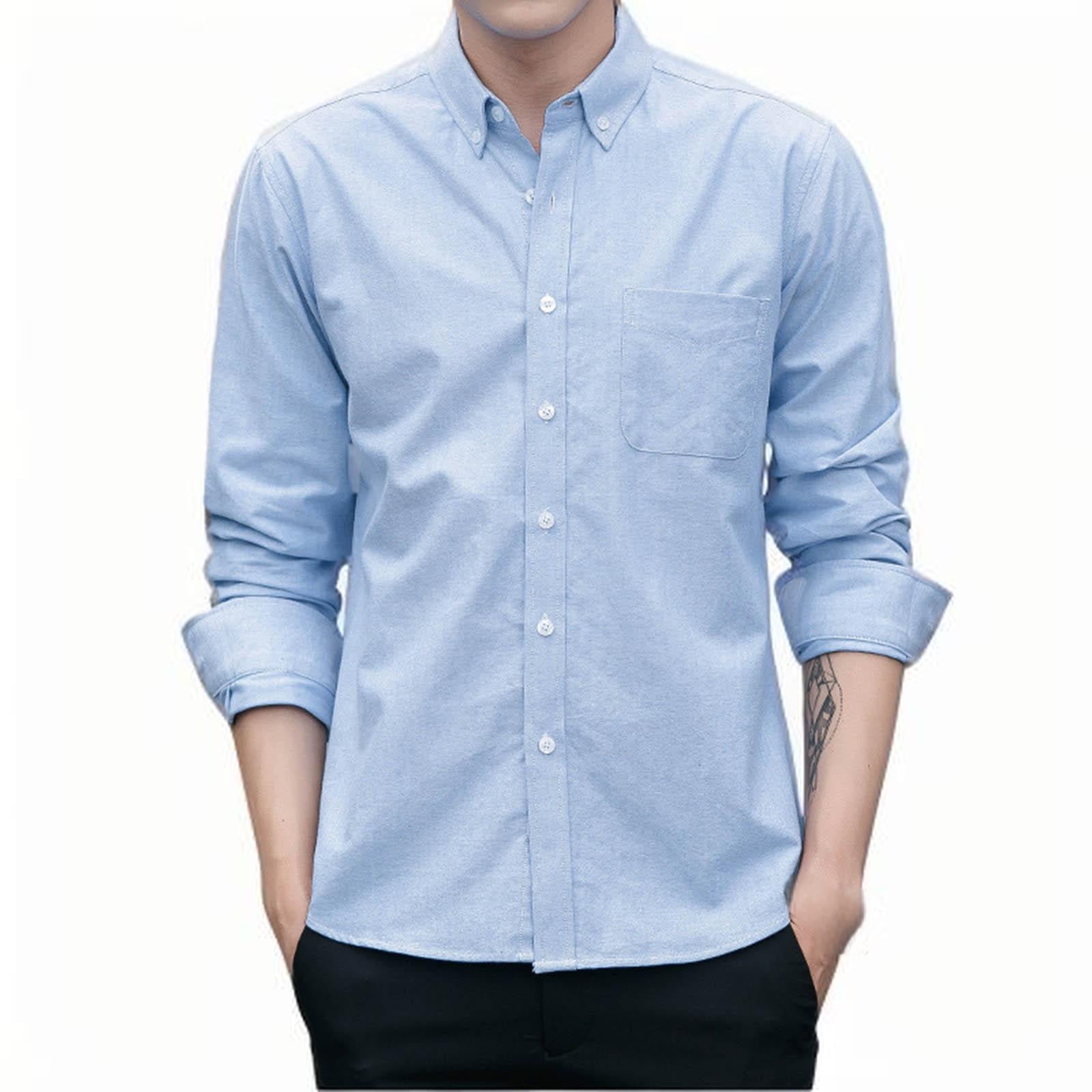 APEXFWDT Men's Big & Tall Button-Down Dress Shirt Long Sleeve Collared ...