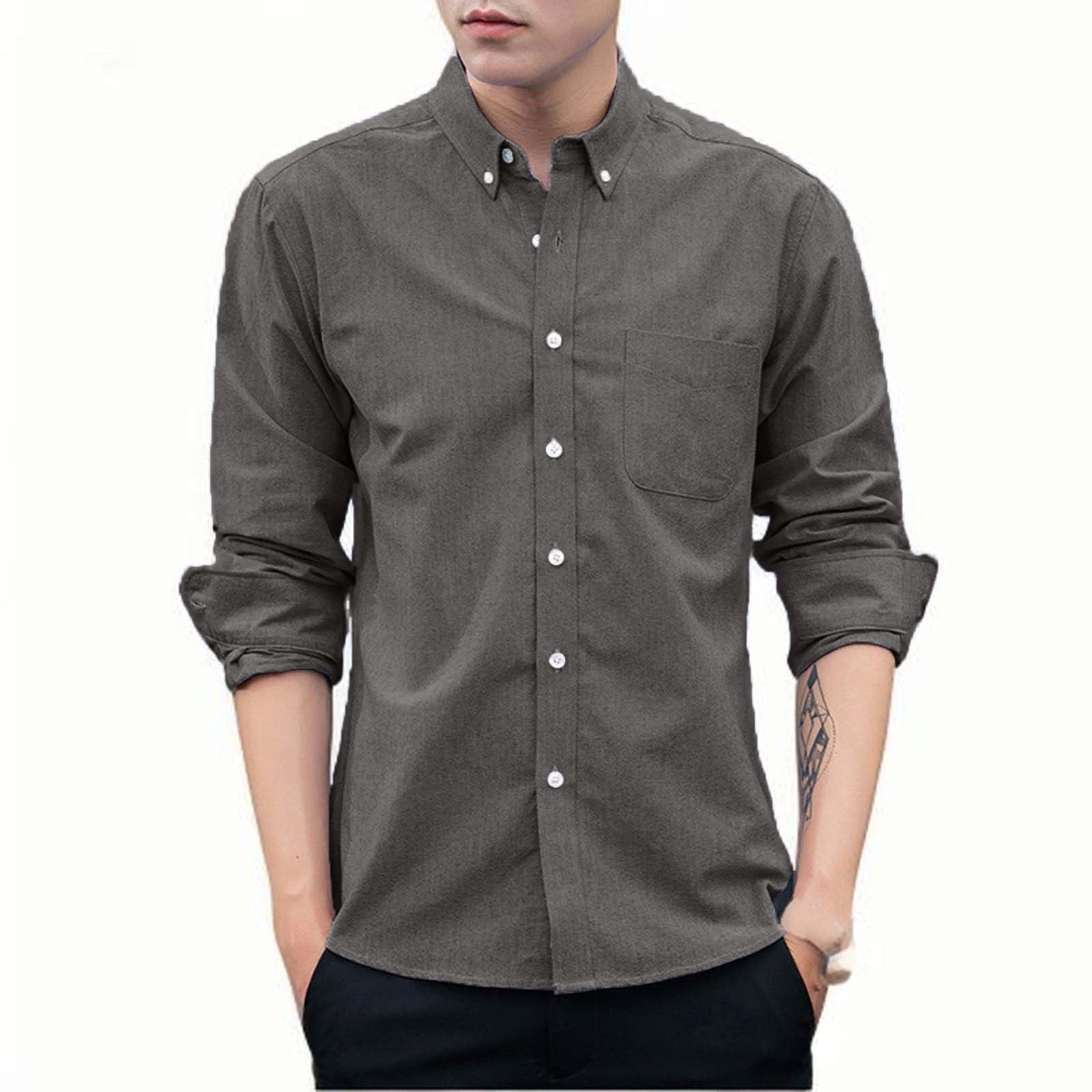 APEXFWDT Men's Big & Tall Button-Down Dress Shirt Long Sleeve Collared ...