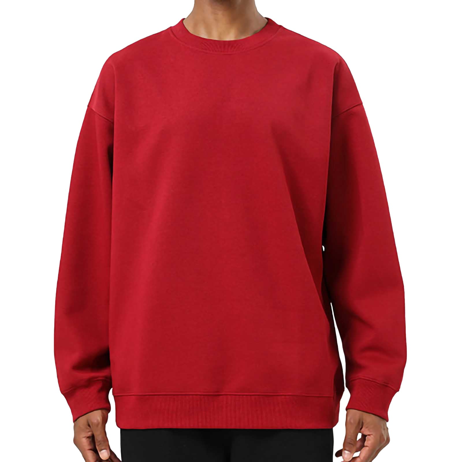 APEXFWDT Men's Big & Tall Crewneck Sweatshirt Long Sleeve Solid Color Basic Fit Pullover Top for ...