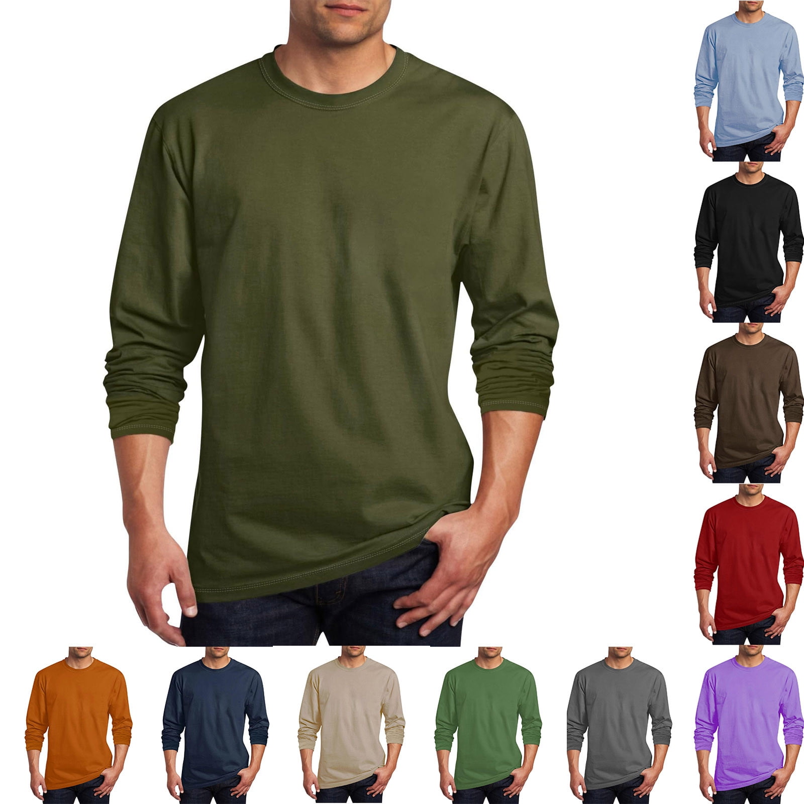 APEXFWDT Men's Big and Tall Long Sleeve Crew Tee Cotton Blend Basic ...