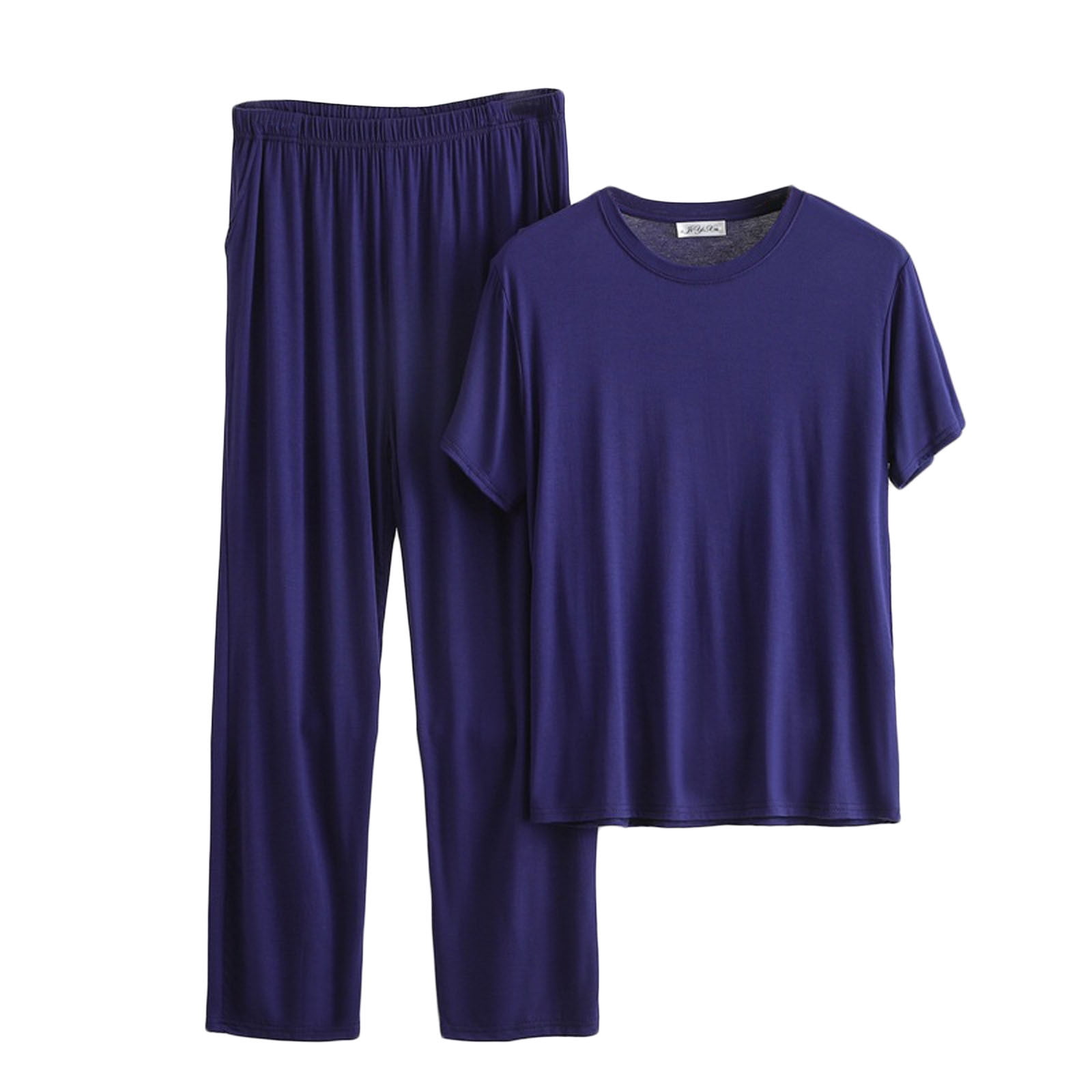 APEXFWDT Men's Big and Tall Pajamas Set Short Sleeve Bottom PJ's Pants ...