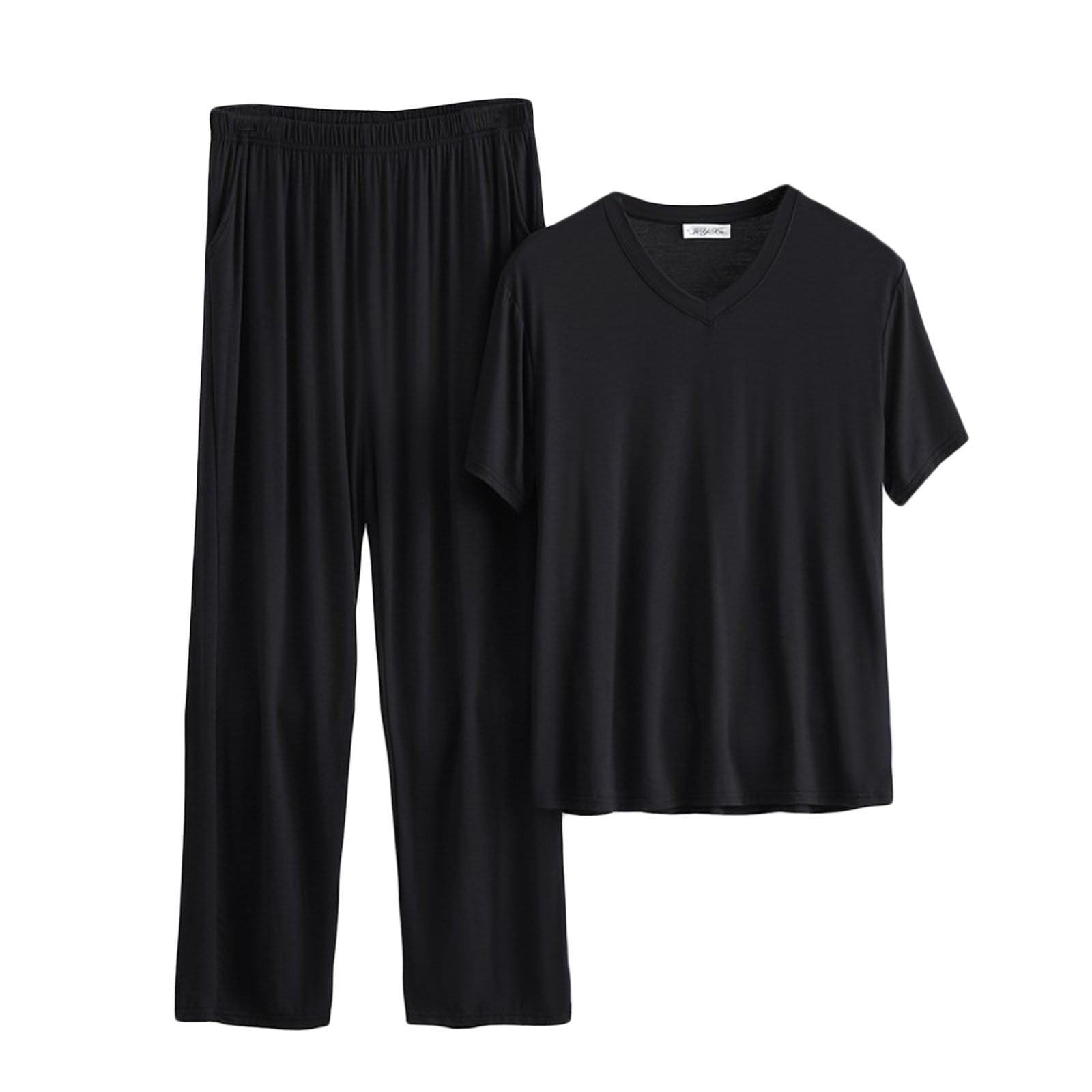 APEXFWDT Men's Big and Tall Pajamas Set Short Sleeve Top and Bottom ...