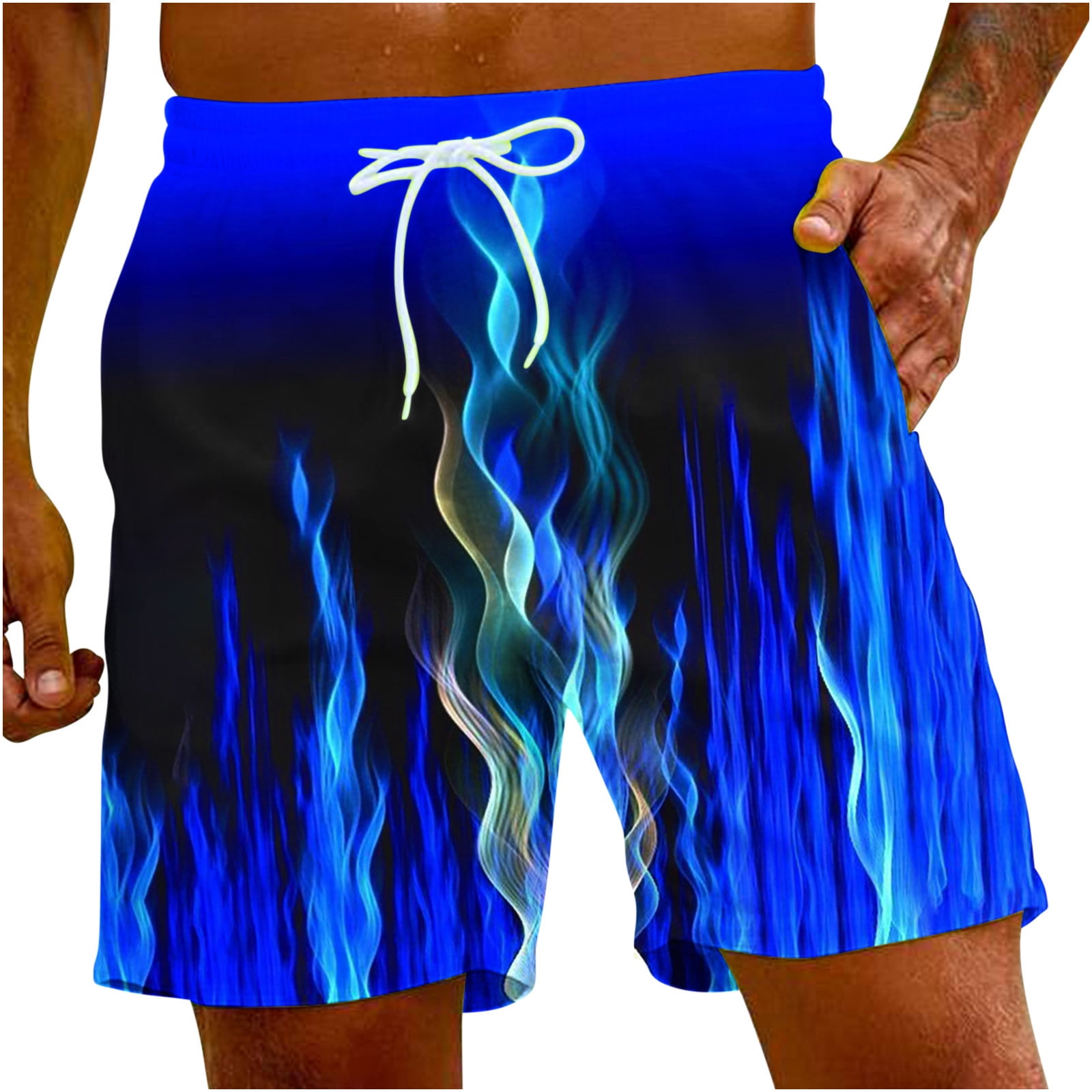 Apexfwdt Mens Big And Tall Swim Trunks 3d Printed Flame Beach Board