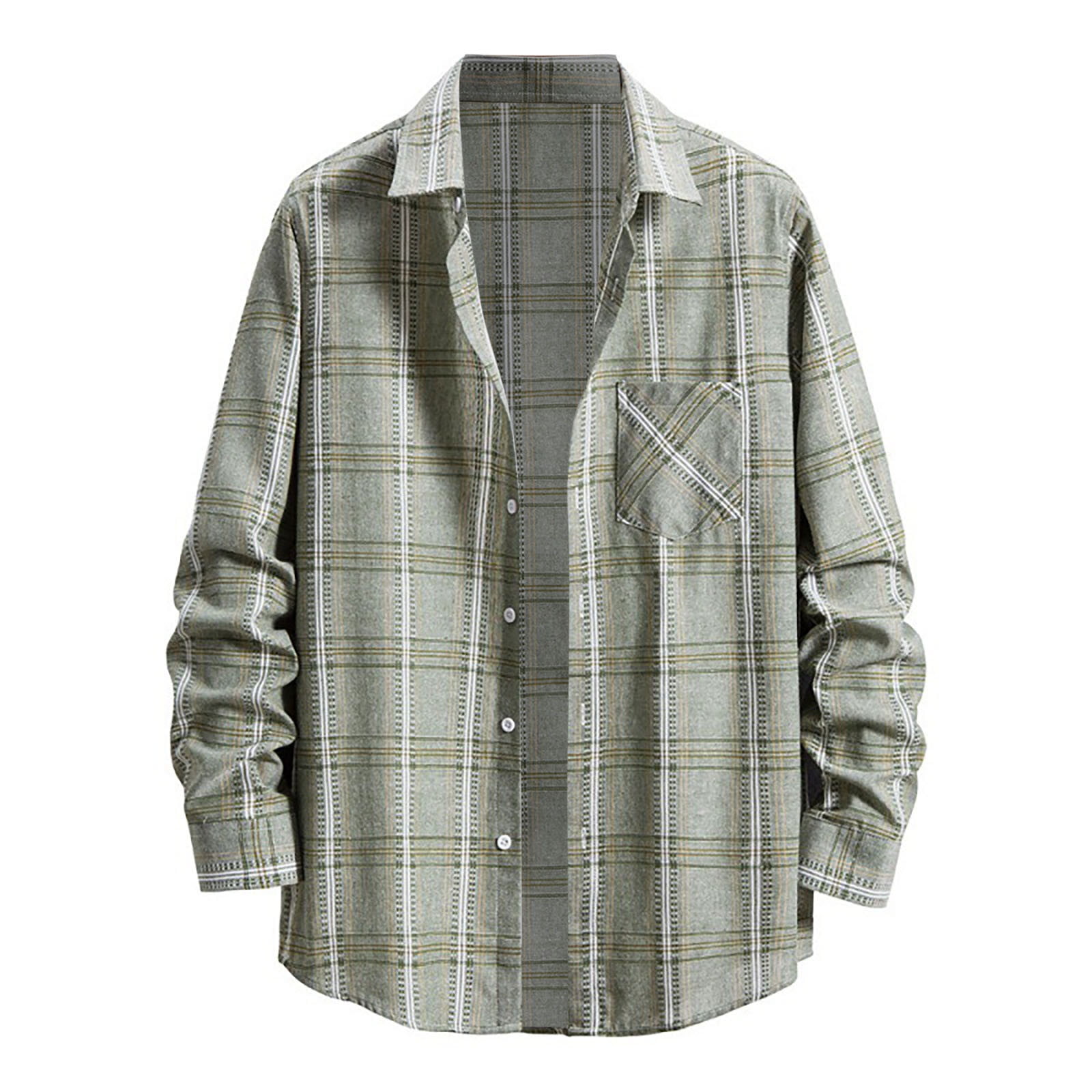 APEXFWDT Men's Casual Plaid Flannel Button Down Shirt Long Sleeve Loose ...
