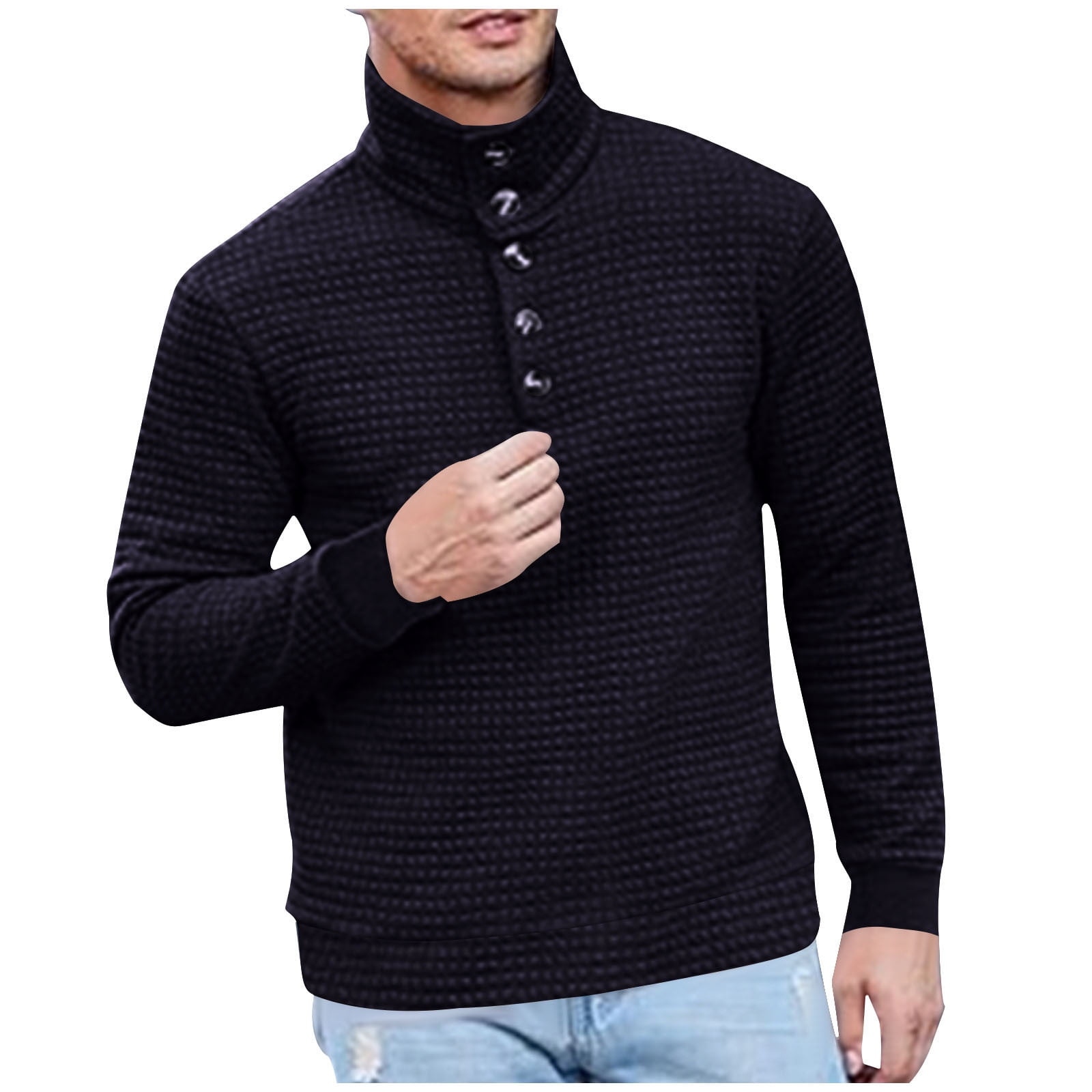 APEXFWDT Men's Casual Pullover Sweater Waffle Thermal Sweatshirt Men ...