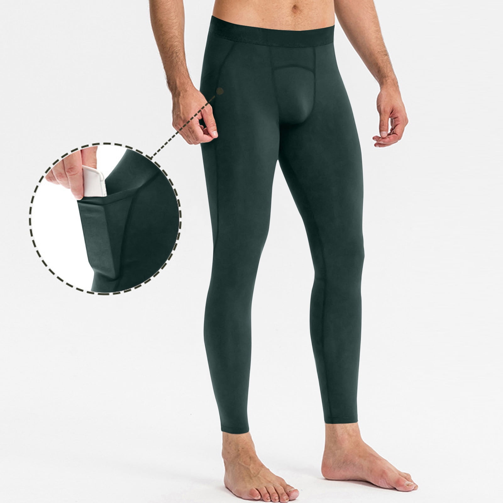 APEXFWDT Men's Compression Pants Pockets Gym Leggings Baselayer Running ...