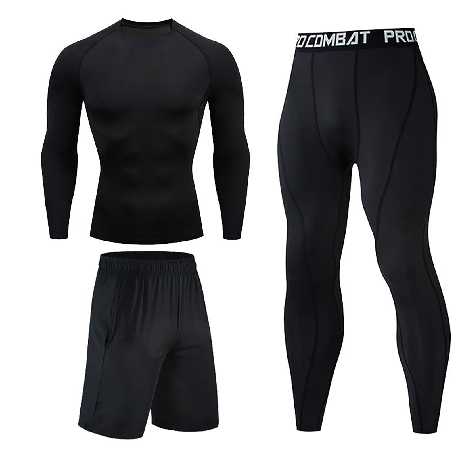 APEXFWDT Men's Compression Workout Clothes Long Sleeve Shirt Quick Dry ...