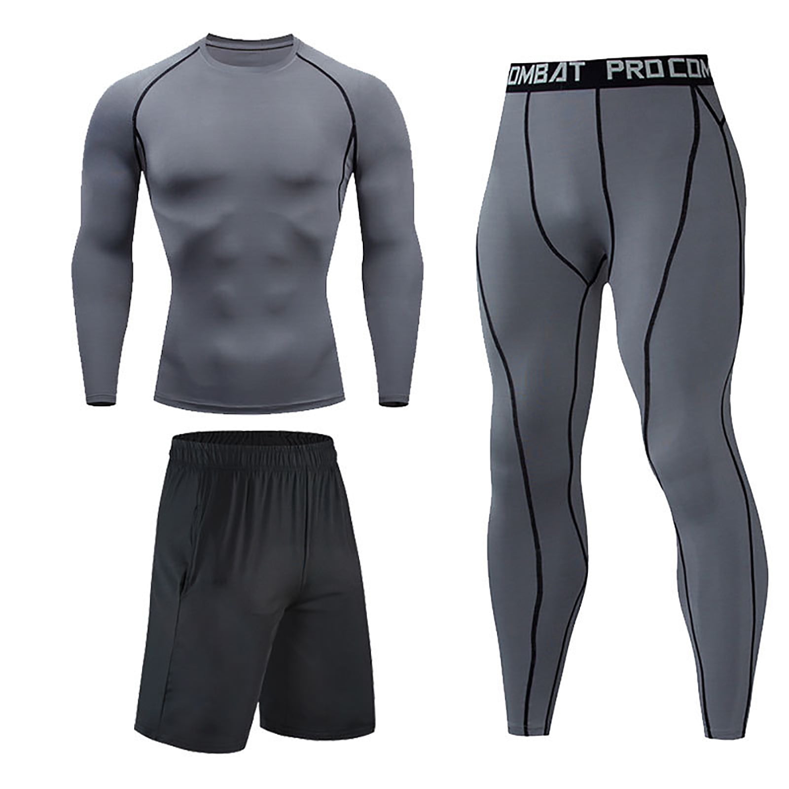 APEXFWDT Men's Compression Workout Clothes Long Sleeve Shirt Quick Dry ...