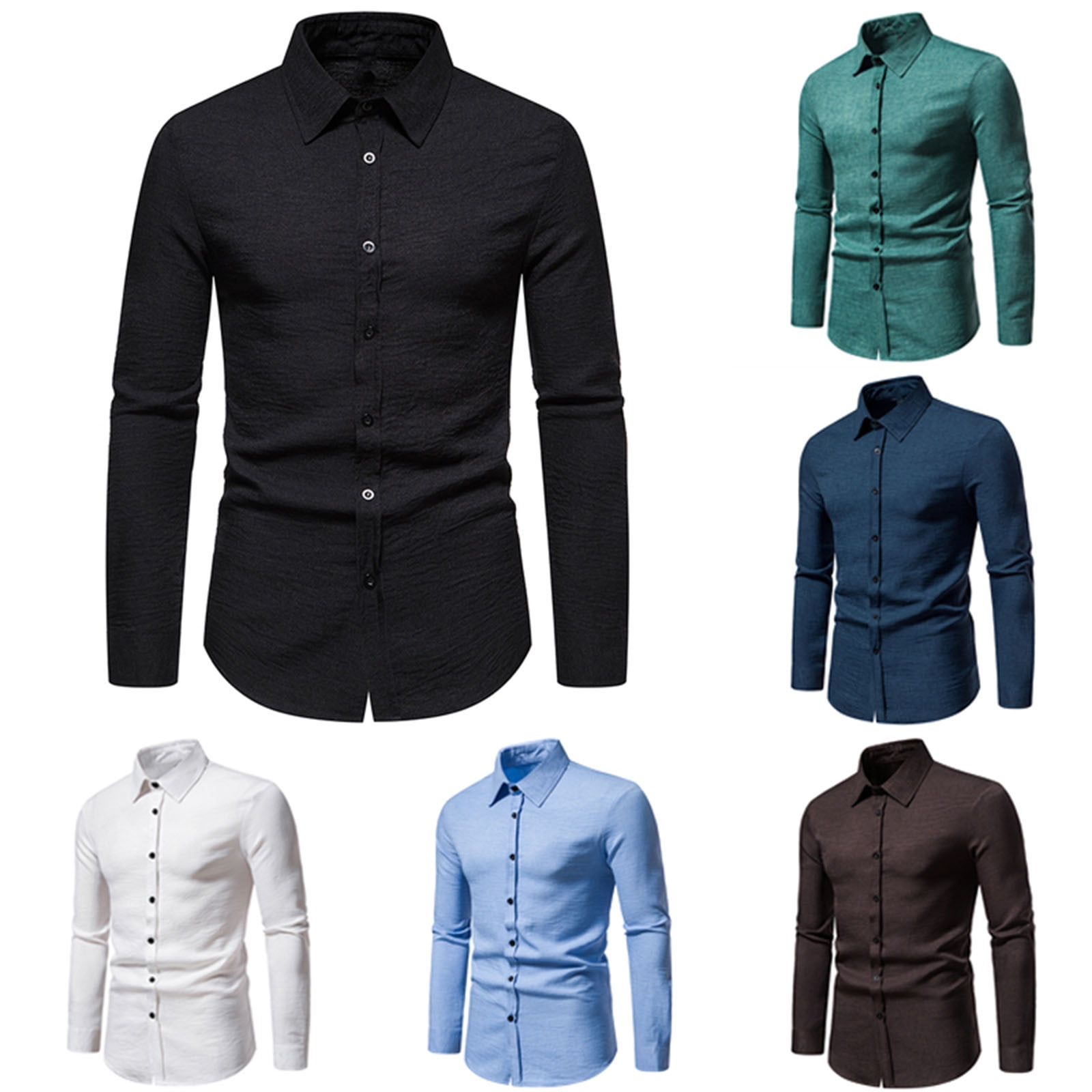APEXFWDT Men's Dress Shirts Long Sleeve Formal Business Shirt Tops ...
