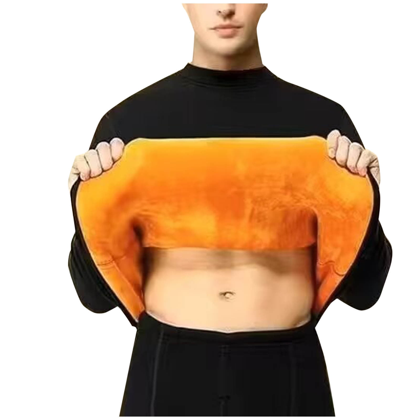 APEXFWDT Men's Fleece Lined Thermal Underwear Top Crewneck Long Sleeve ...