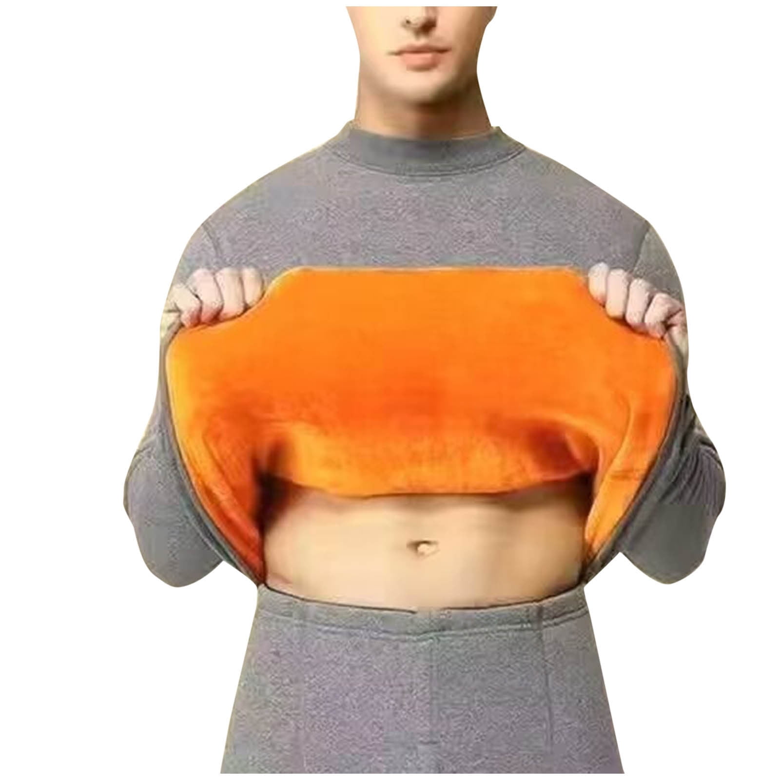 APEXFWDT Men's Fleece Lined Thermal Underwear Top Crewneck Long Sleeve ...