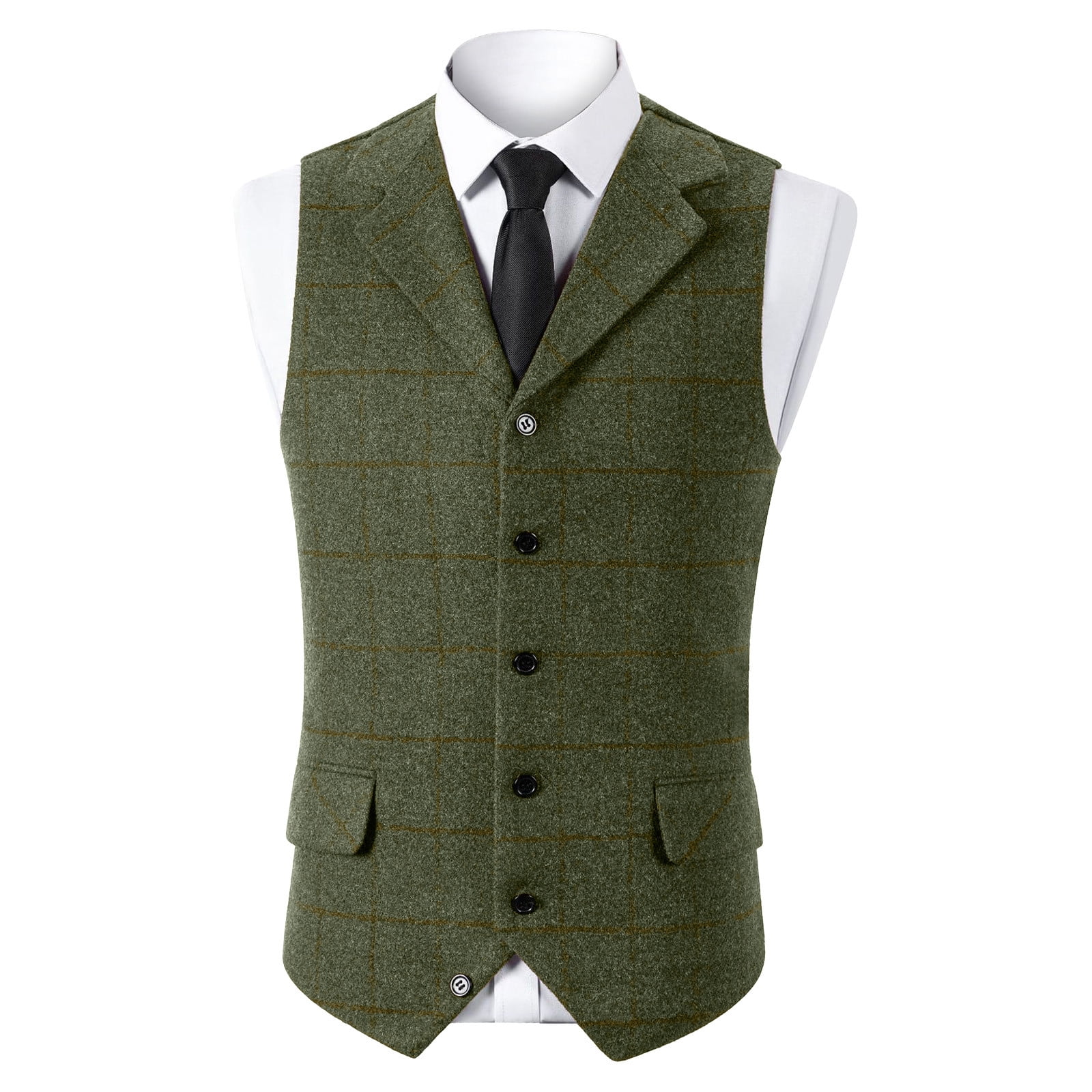 APEXFWDT Men’s Formal Waistcoat Plaid Blazer Vest V-Neck Single Button ...