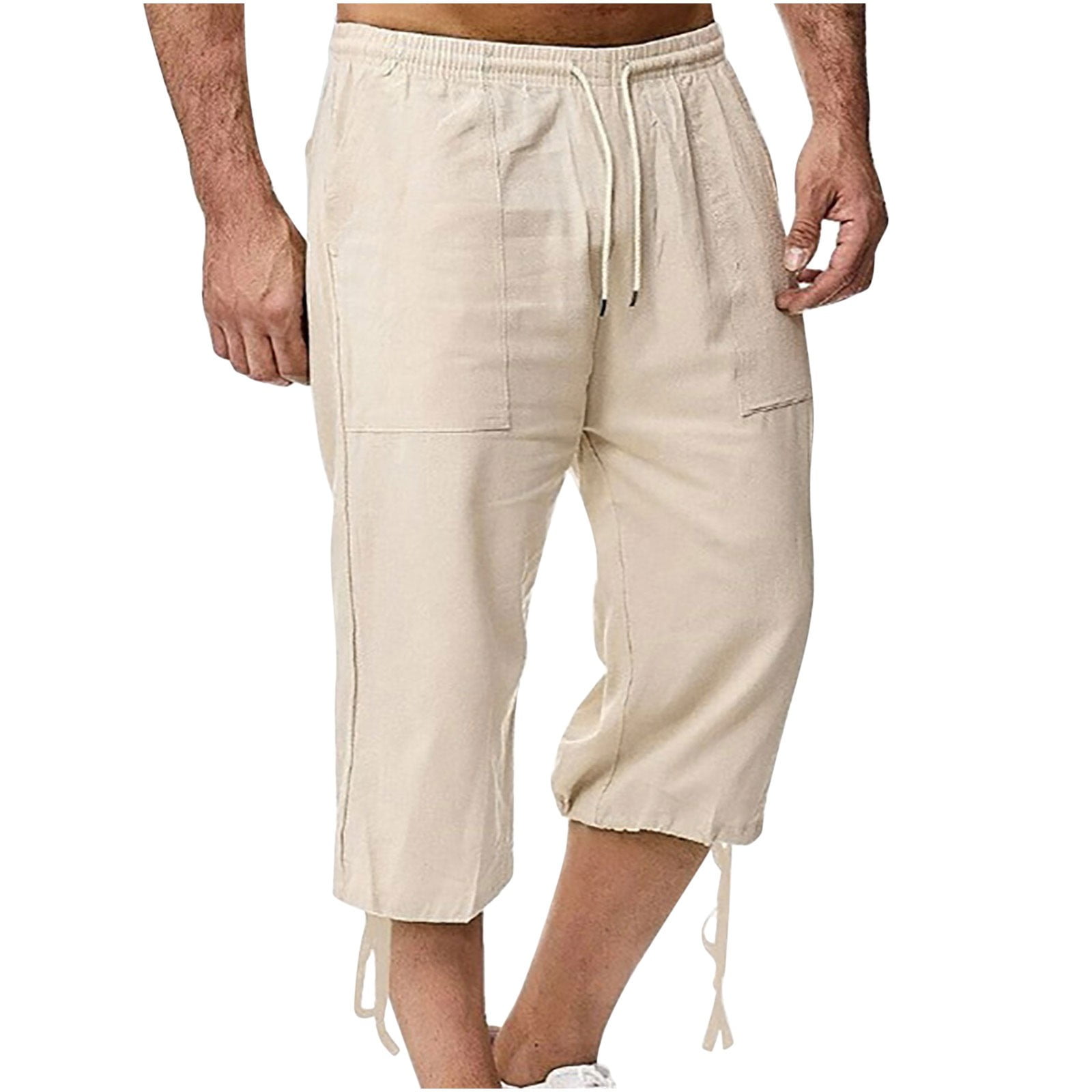 Apexfwdt Mens Long Linen Shorts Below Knee Pocketed 3 4 Summer