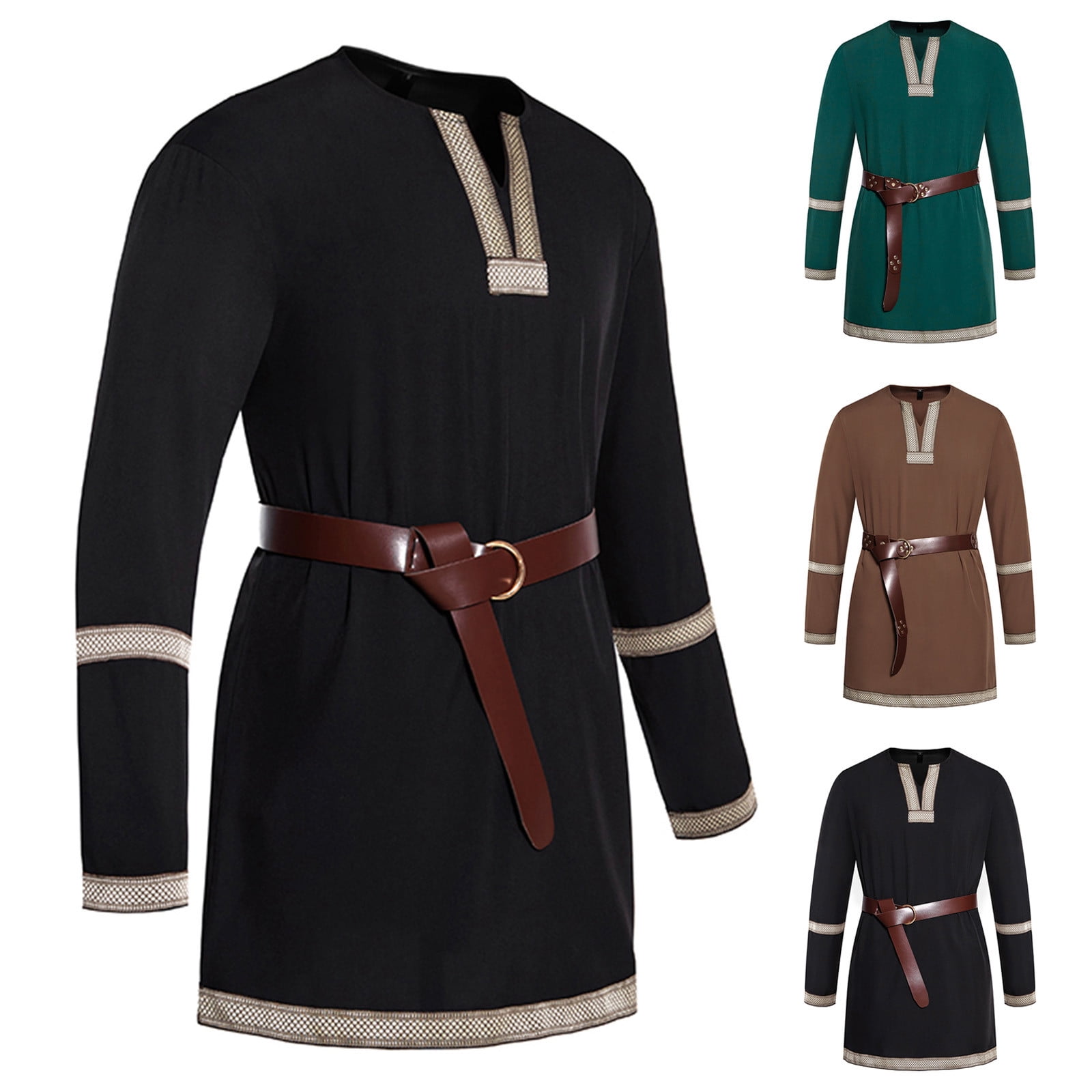 APEXFWDT Halloween Men's Medieval Pirate Shirts Scottish Wide Cuff ...