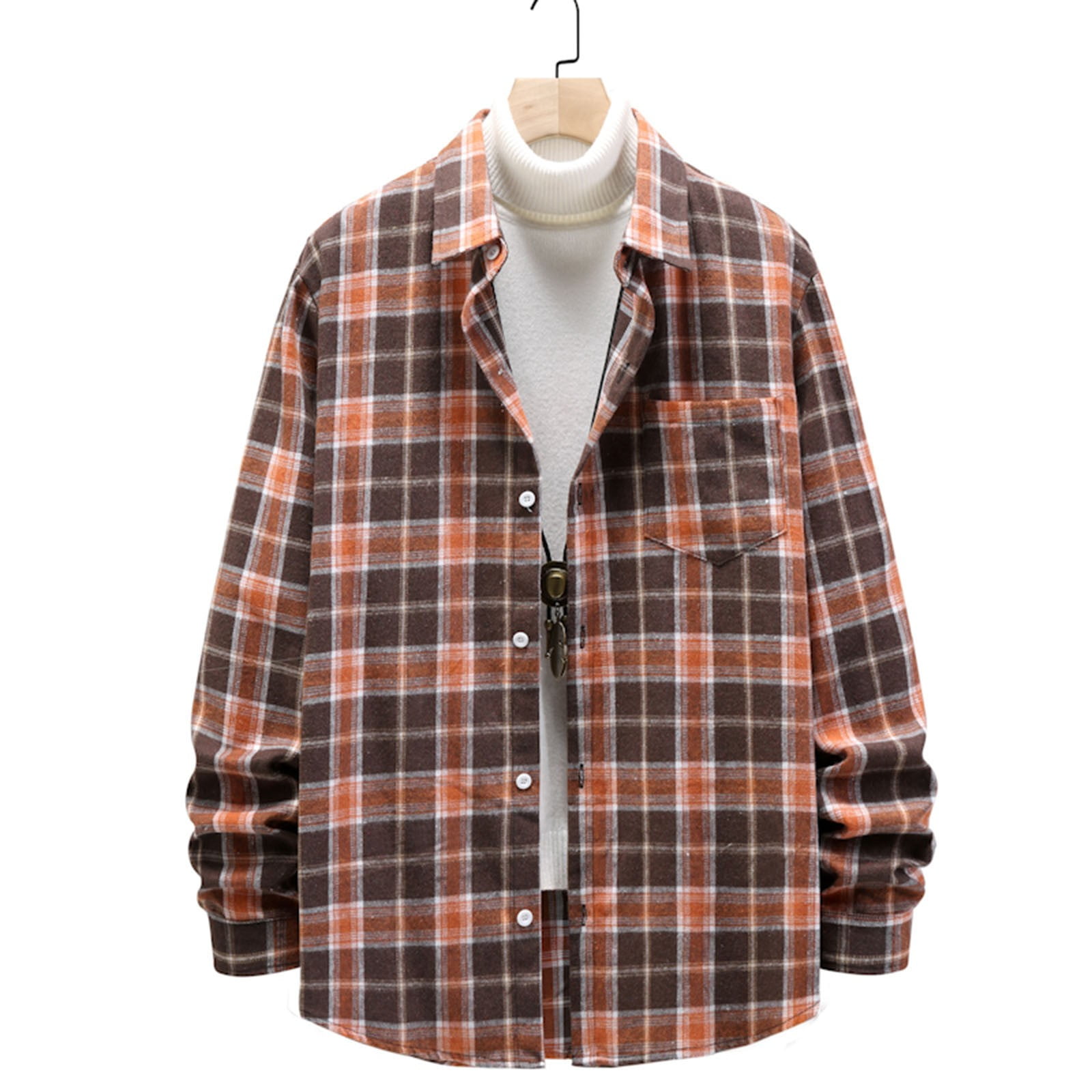 APEXFWDT Men's Plaid Flannel Shirts Casual Long Sleeve Button Down ...