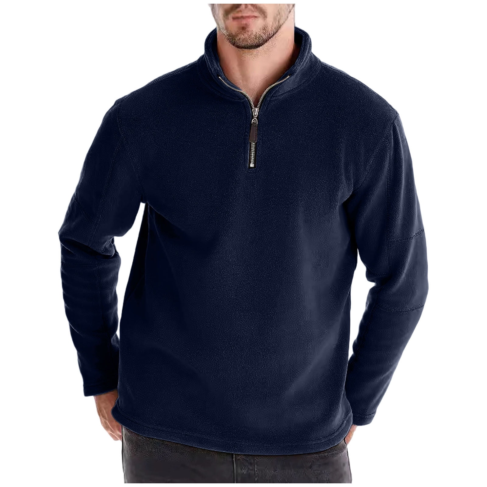 APEXFWDT Men’s Polar Fleece Quarter-Zip Sweatshirt Stand Collar ...