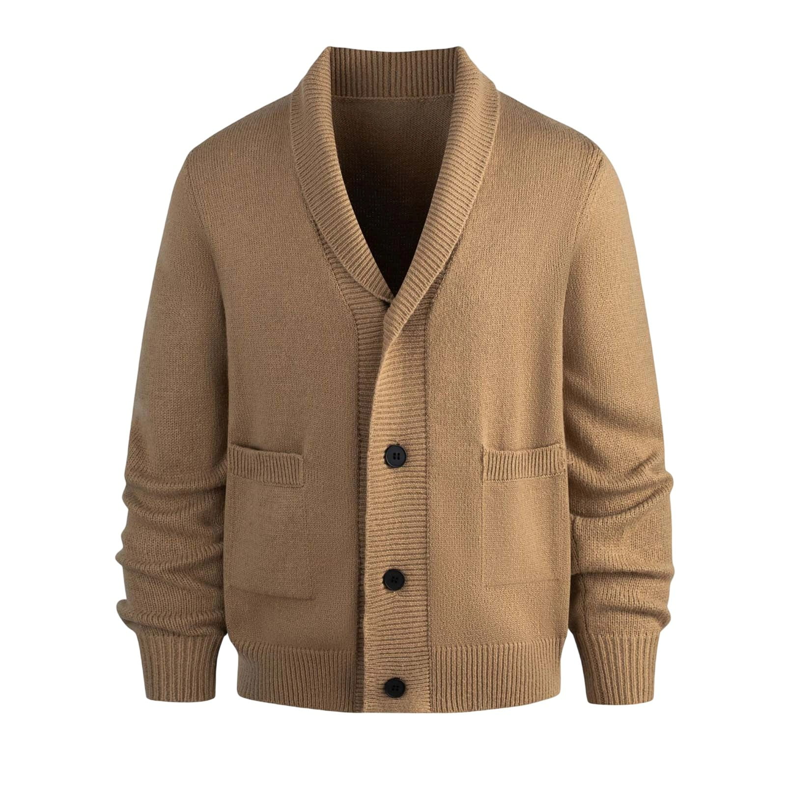 APEXFWDT Men's Shawl Collar Sweater Cardigan Long Sleeve Button-Down ...