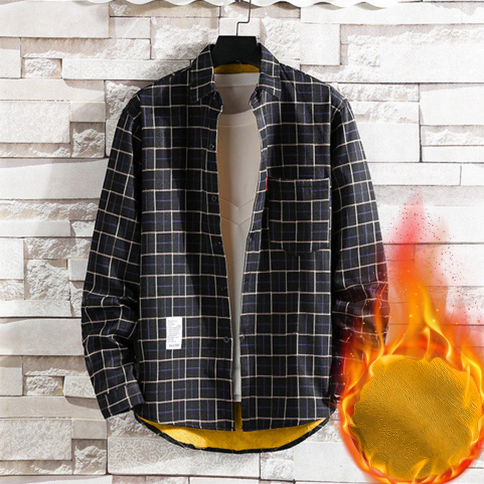 APEXFWDT Men's Sherpa Fleece Plaid Shirts Jackets Casual Long Sleeve ...