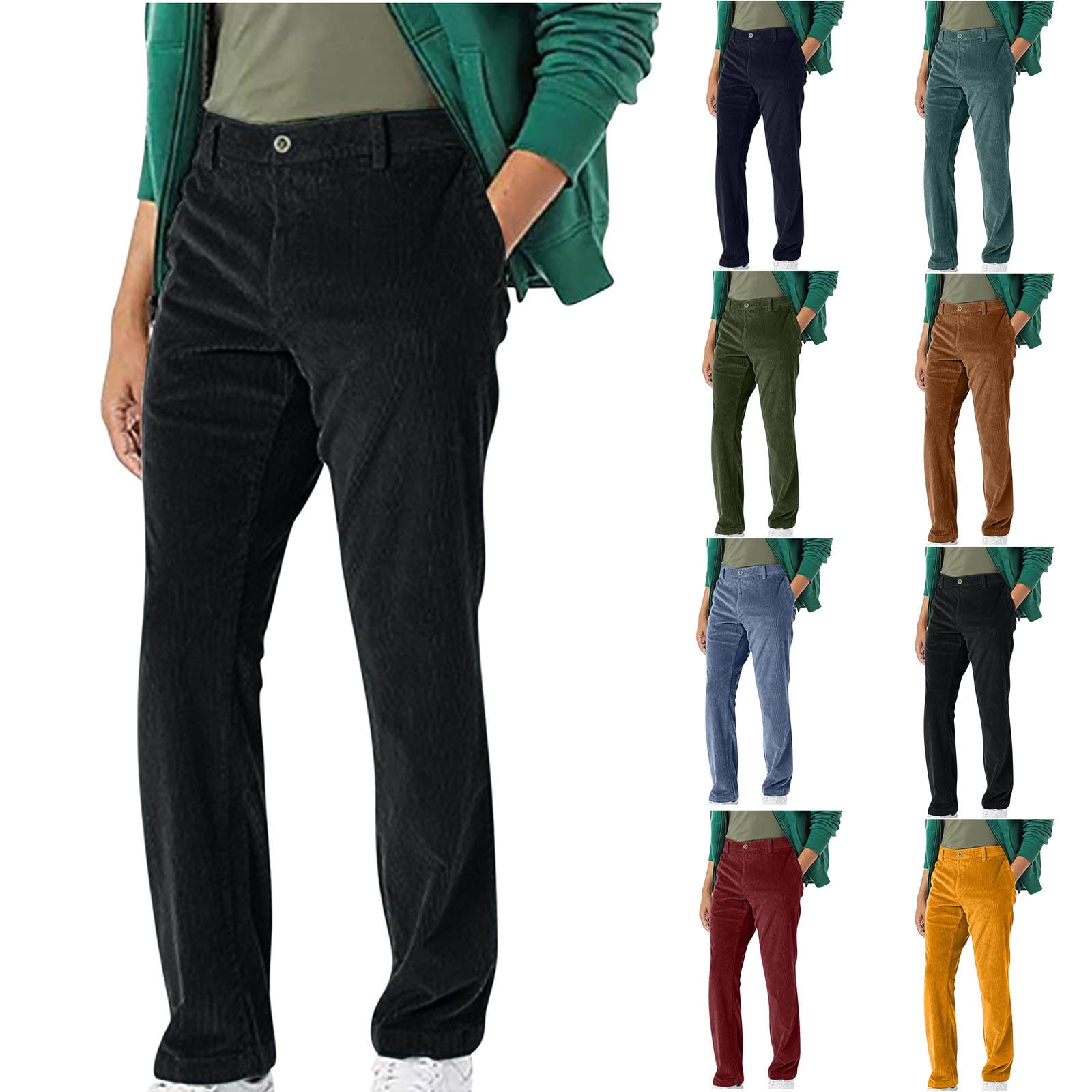 APEXFWDT Men's Slim-Fit Corduroy Chino Pant Comfort Stretch Straight Leg Pant for Men Cotton ...