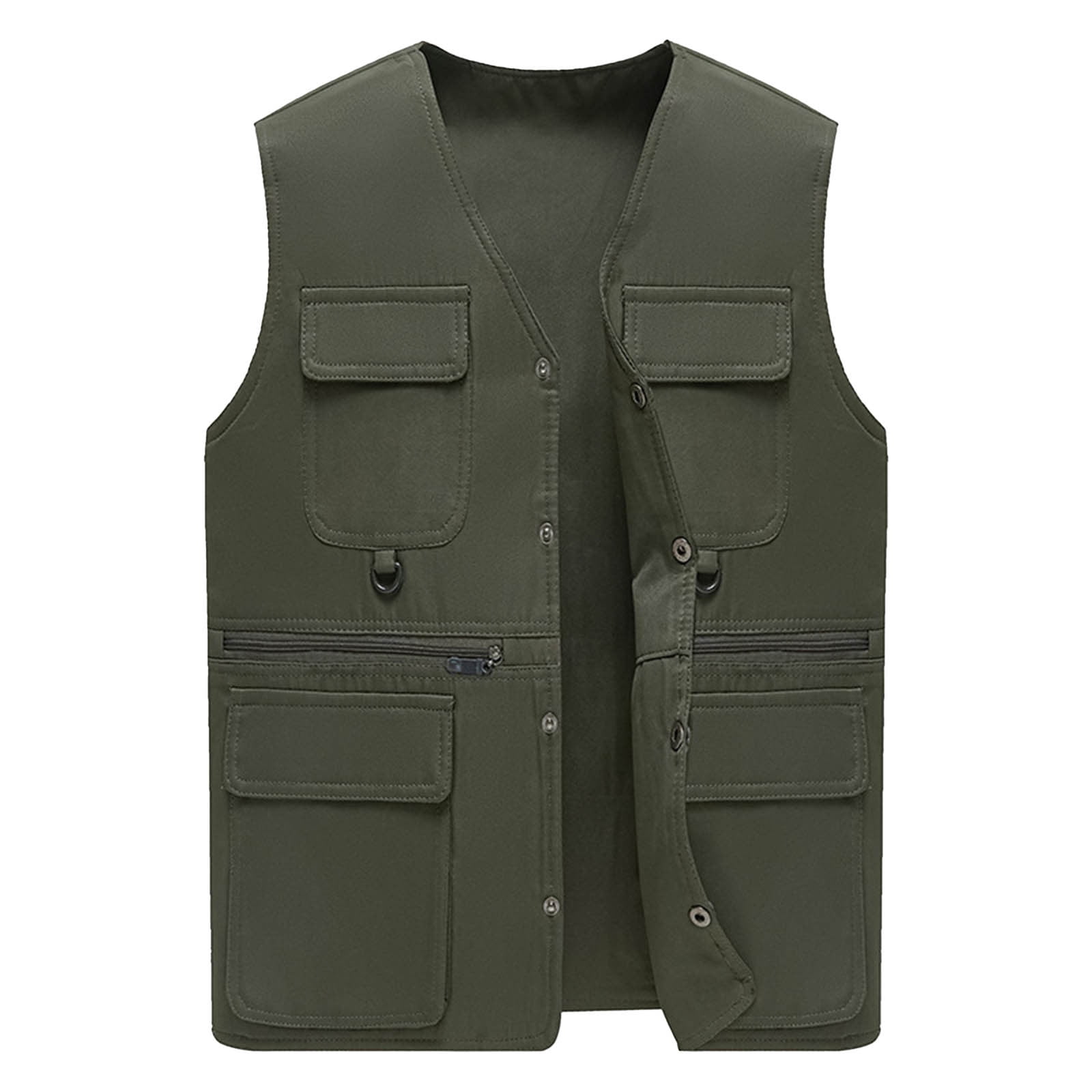 APEXFWDT Men's Utility Vest with 6-Pocket System - V-Neck Hook & Loop ...