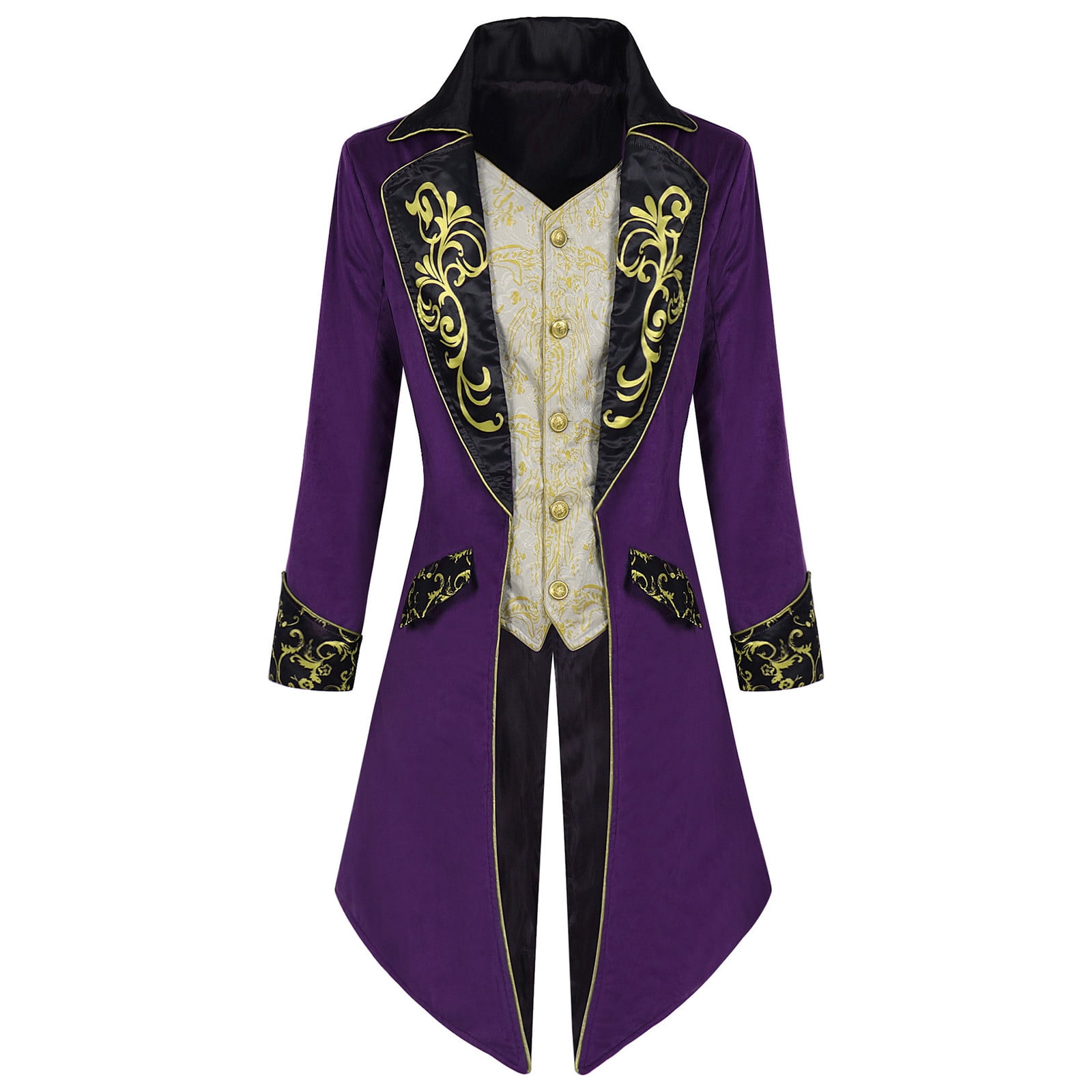 APEXFWDT Men's Victorian Prince Steampunk Tailcoat Medieval Embroidered ...