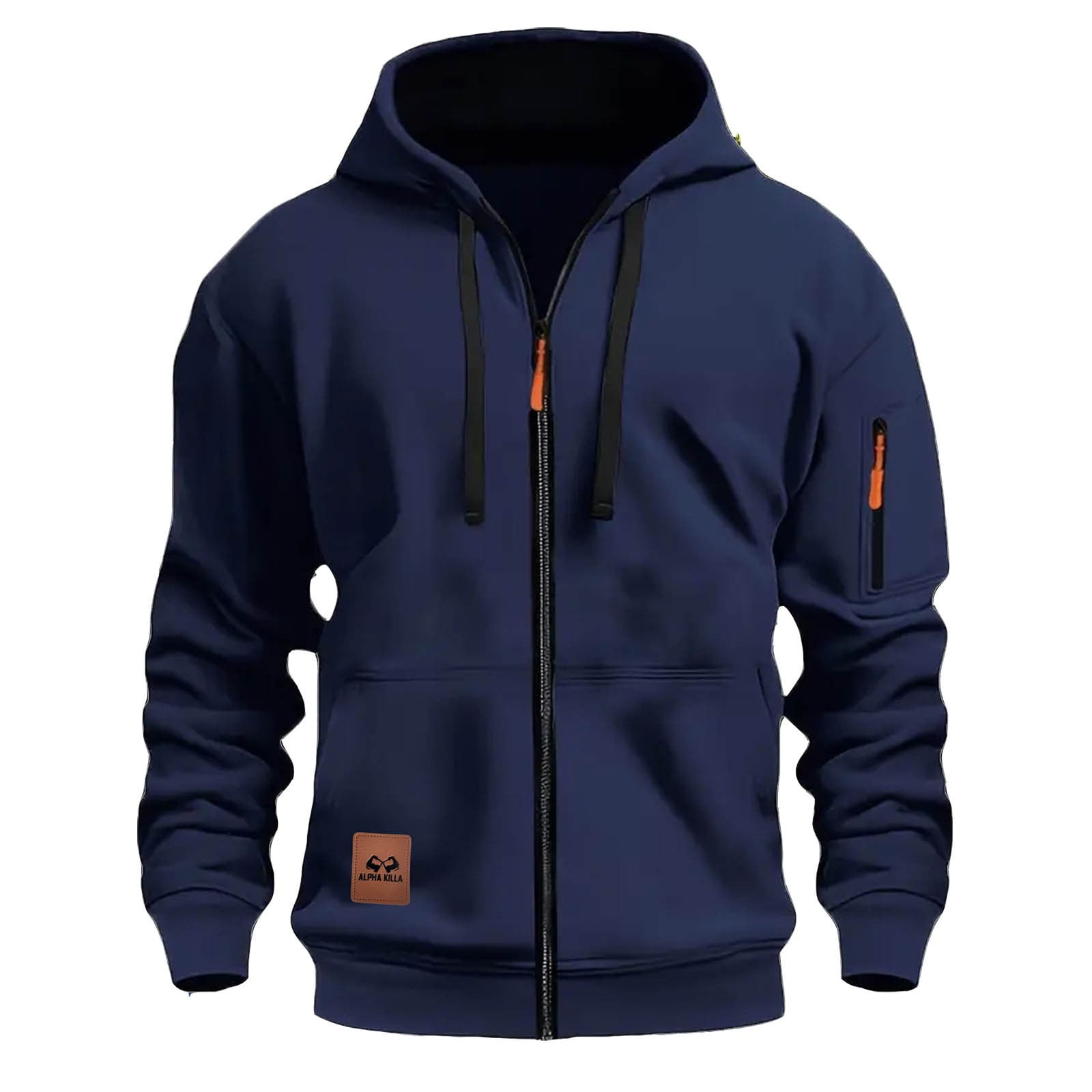 APEXFWDT Men's Zip-Up Hoodie Jacket Light Fleece Cargo Sweatshirt with ...