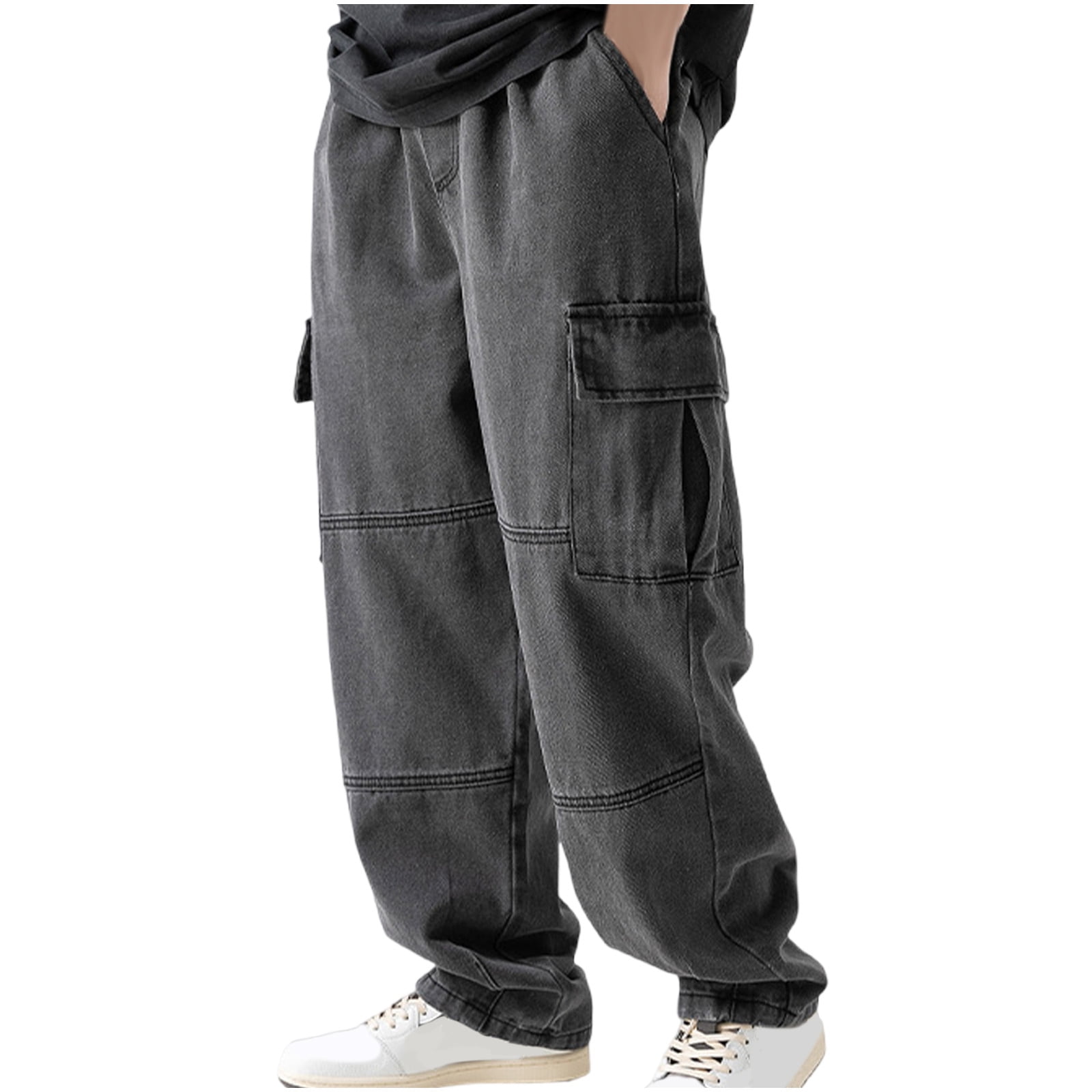 APEXFWDT Mens Baggy Jeans Y2k Wide Leg Cargo Jeans Muliti Pockets Hip Hop Loose Denim Pants ...