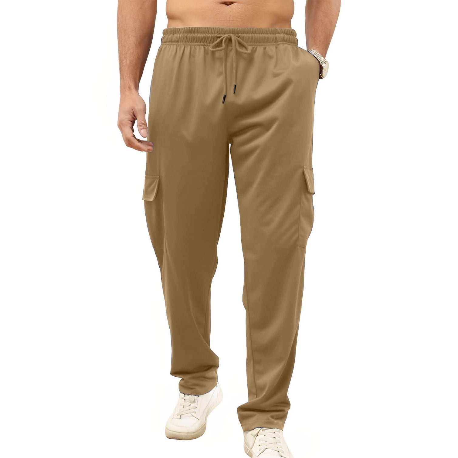 APEXFWDT Mens Casual Joggers Pants Elastic Waist Drawstring Cargo ...