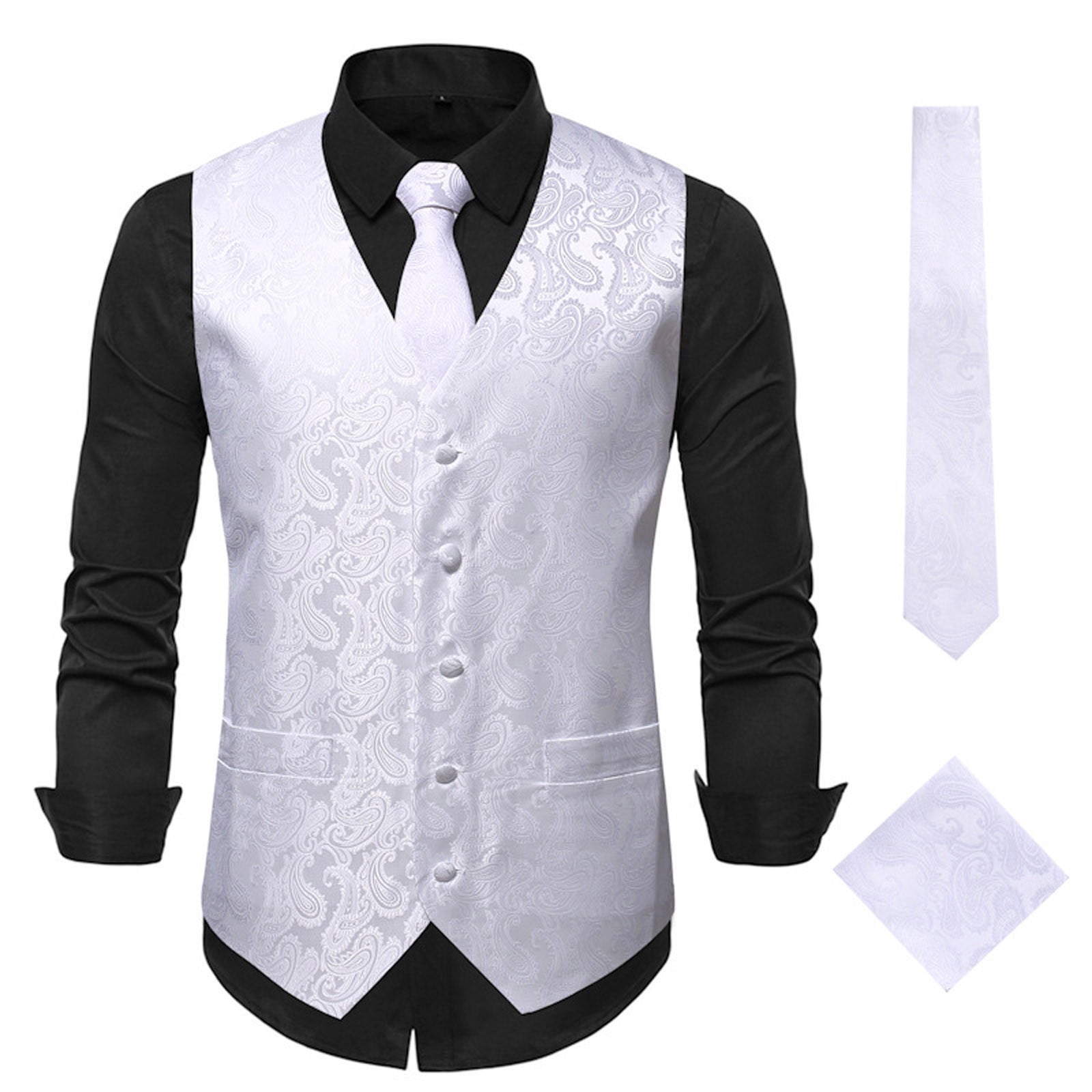 APEXFWDT Mens Dress Vest for Tuxedo, Paisley Vest for Formal Waistcoat ...