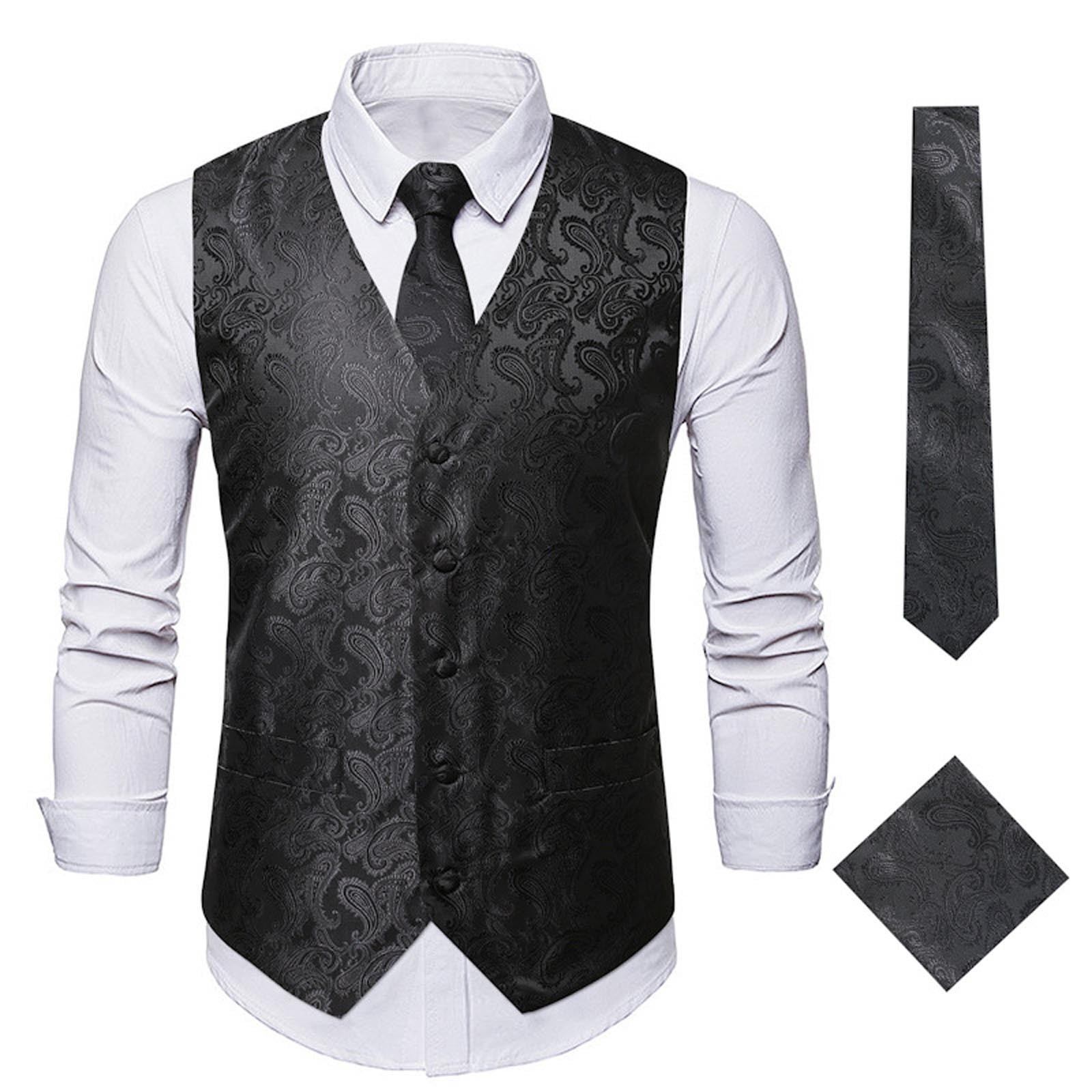APEXFWDT Mens Dress Vest for Tuxedo, Paisley Vest for Formal Waistcoat ...