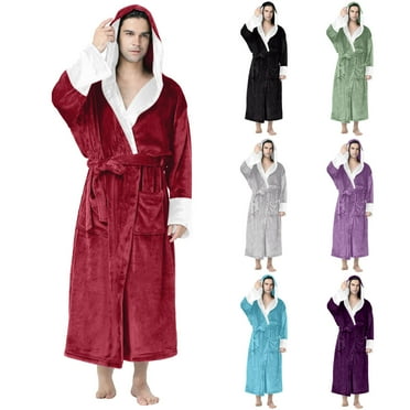 VULCANODON Mens Robe Big and Tall with Hood,Full Length Plush Robe for ...