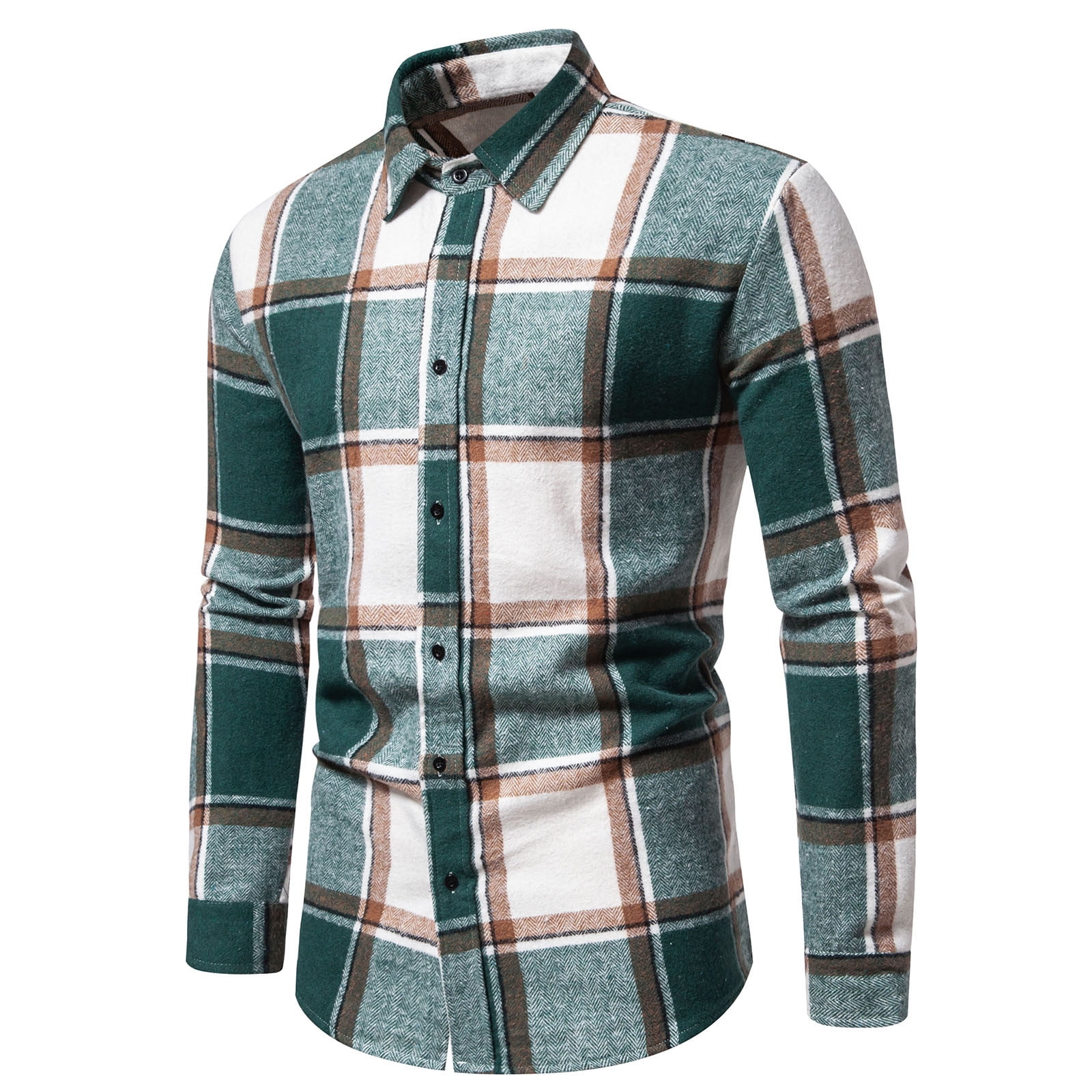APEXFWDT Mens Long Sleeve Flannel Plaid Shirts Casual Button-Down ...
