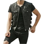 Maxam Medium Buffalo Leather Motorcycle Vest for Men - Stylish, Fuel ...