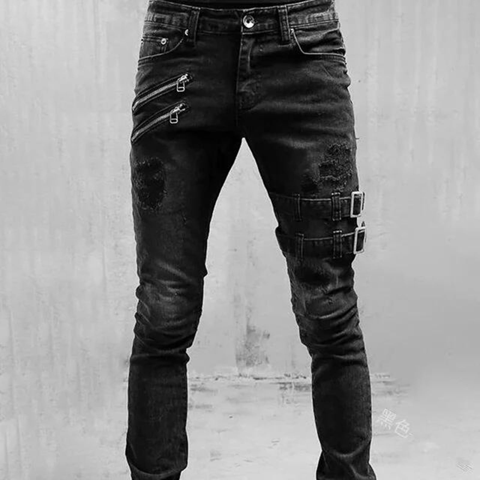 APEXFWDT Mens Ripped Skinny Jeans Distressed Destroyed Slim Fit ...