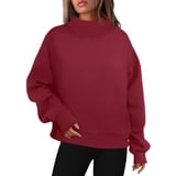 APEXFWDT Mock Neck Sweatshirt Women Cozy Soft Oversized Sweatshirts ...