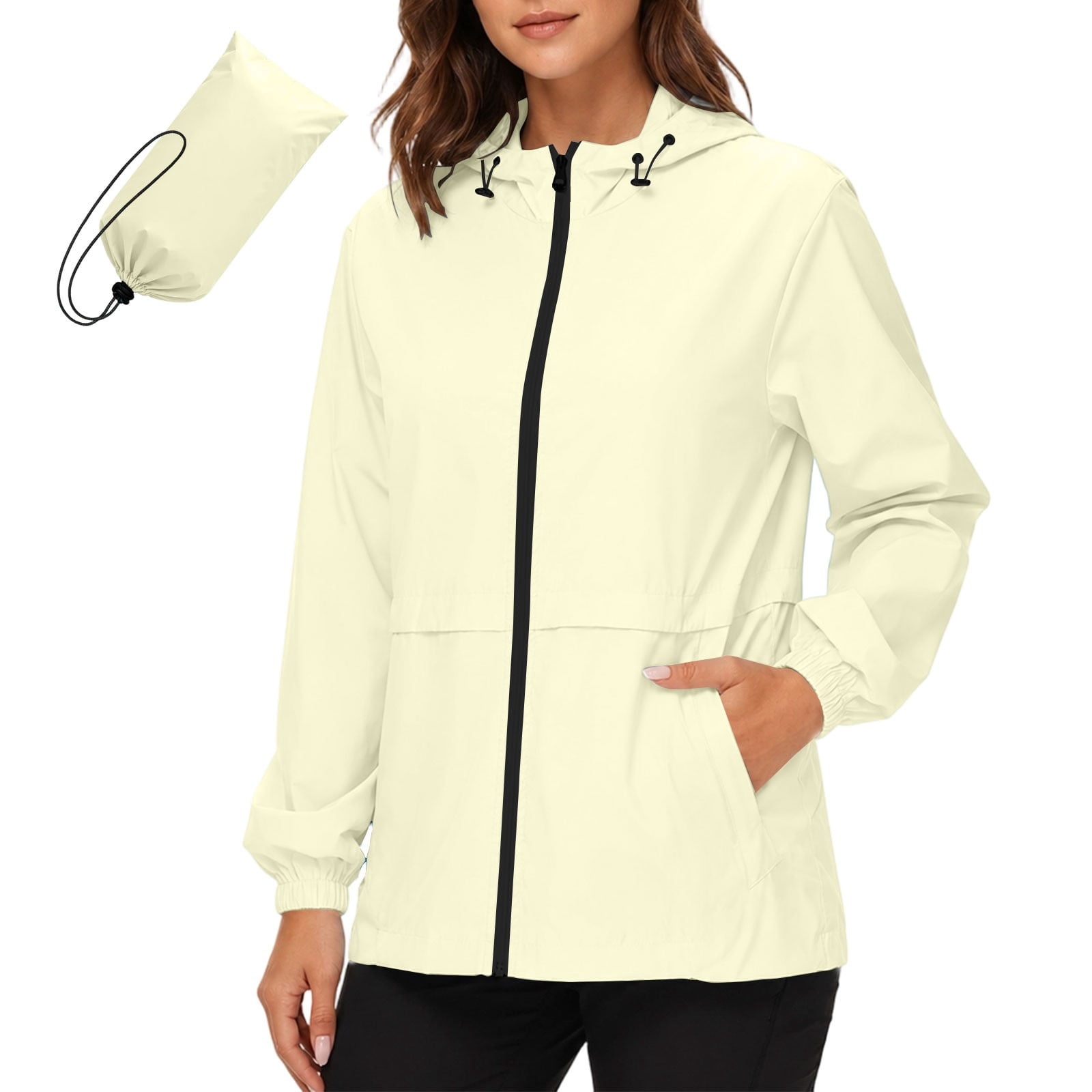 APEXFWDT Packable Rain Jacket Women Lightweight Windbreaker Jacket ...