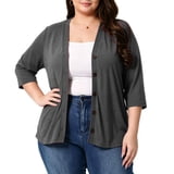 APEXFWDT Plus Size 3/4 Sleeve Cardigan Womens Loose Fit Lightweight ...