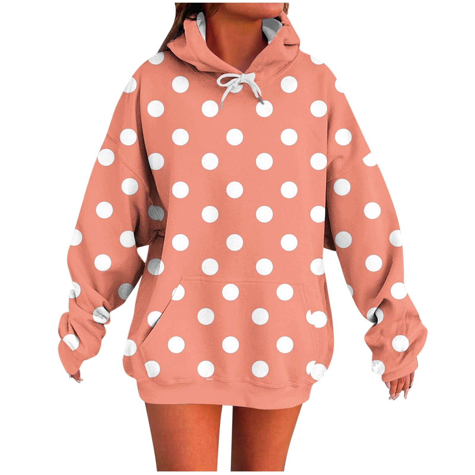 APEXFWDT Polka Dot Oversized Hoodie Women Trendy Long Sleeve Sweatshirt ...