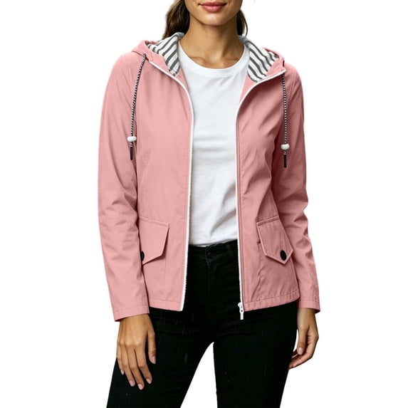 APEXFWDT Rain Jacket Women Waterproof Hooded Raincoat Lightweight Zip ...