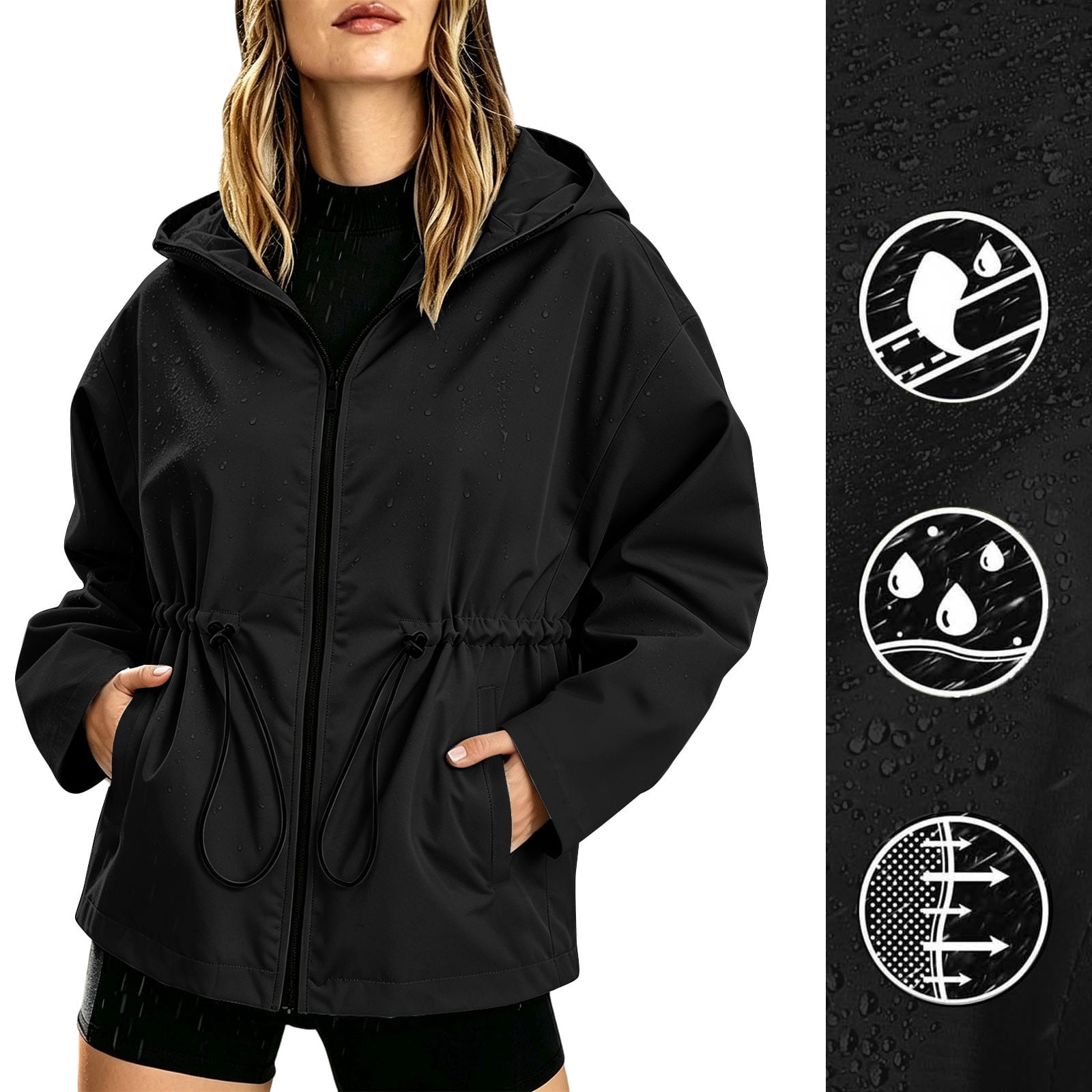 APEXFWDT Rain Jacket Women Waterproof Lightweight Rain Coat with Hood ...
