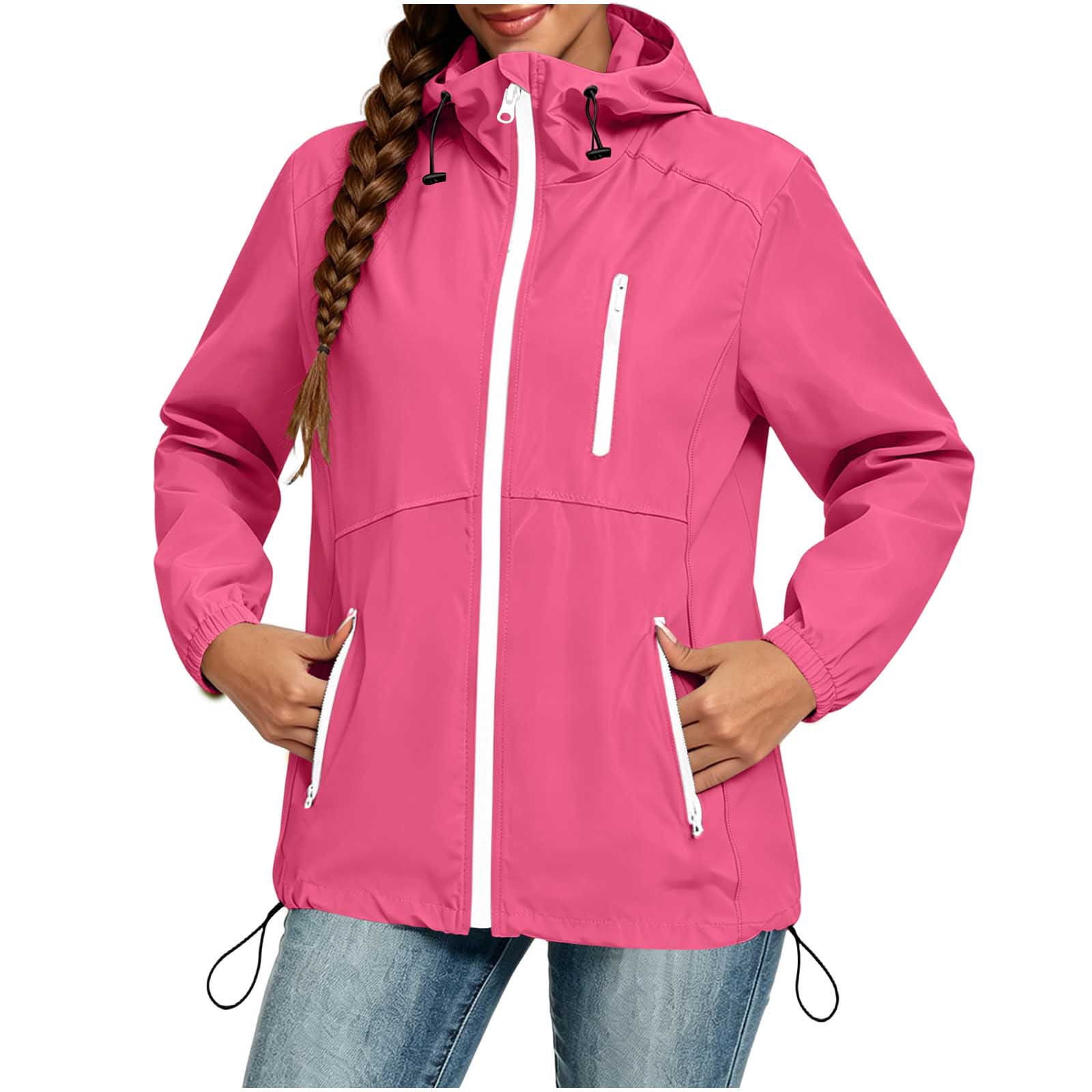 APEXFWDT Rain Jacket for Women Waterproof Rain Trench Coat with Zipper ...