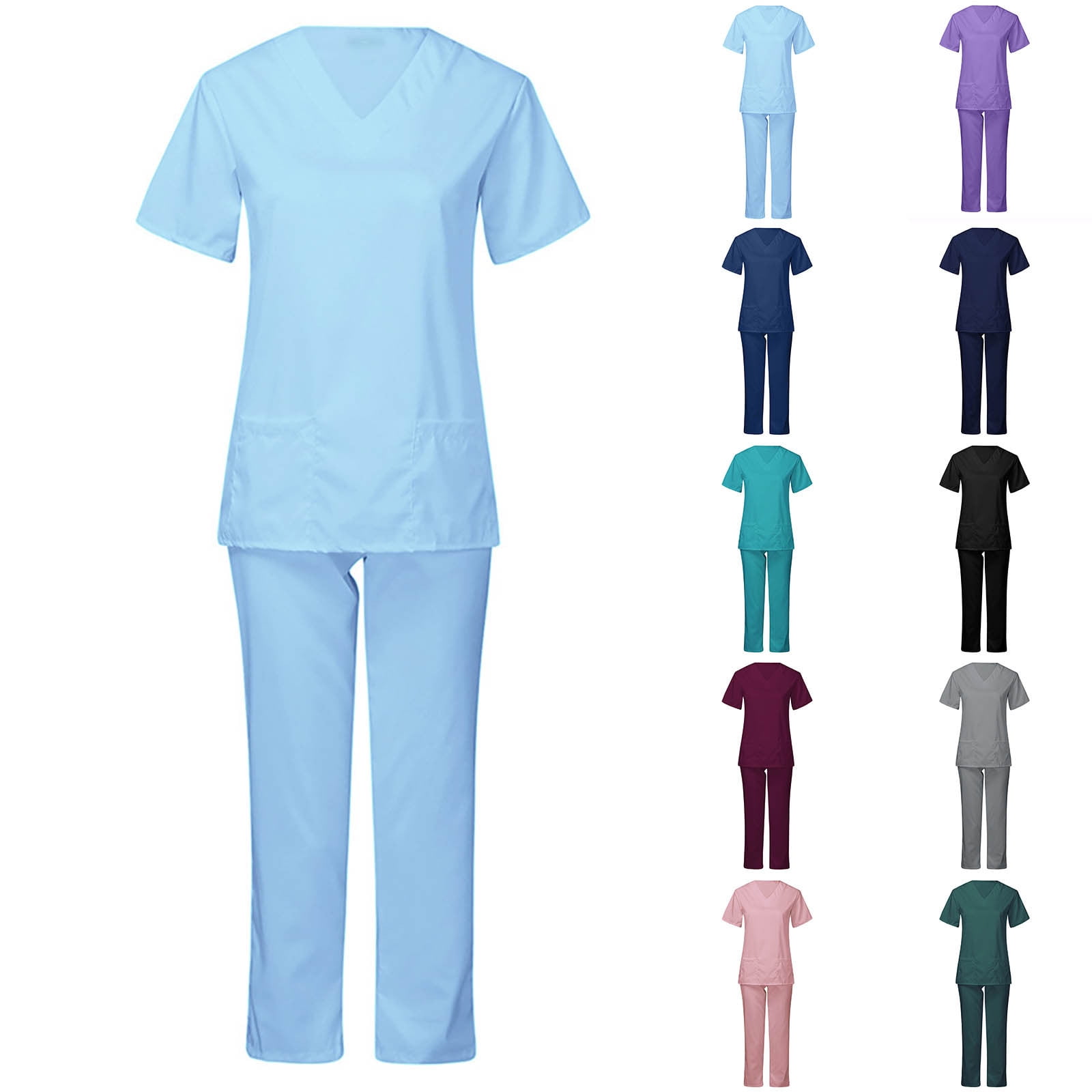 APEXFWDT Scrubs Set for Women Nurse Uniform Jogger Suit Stretch Top and ...