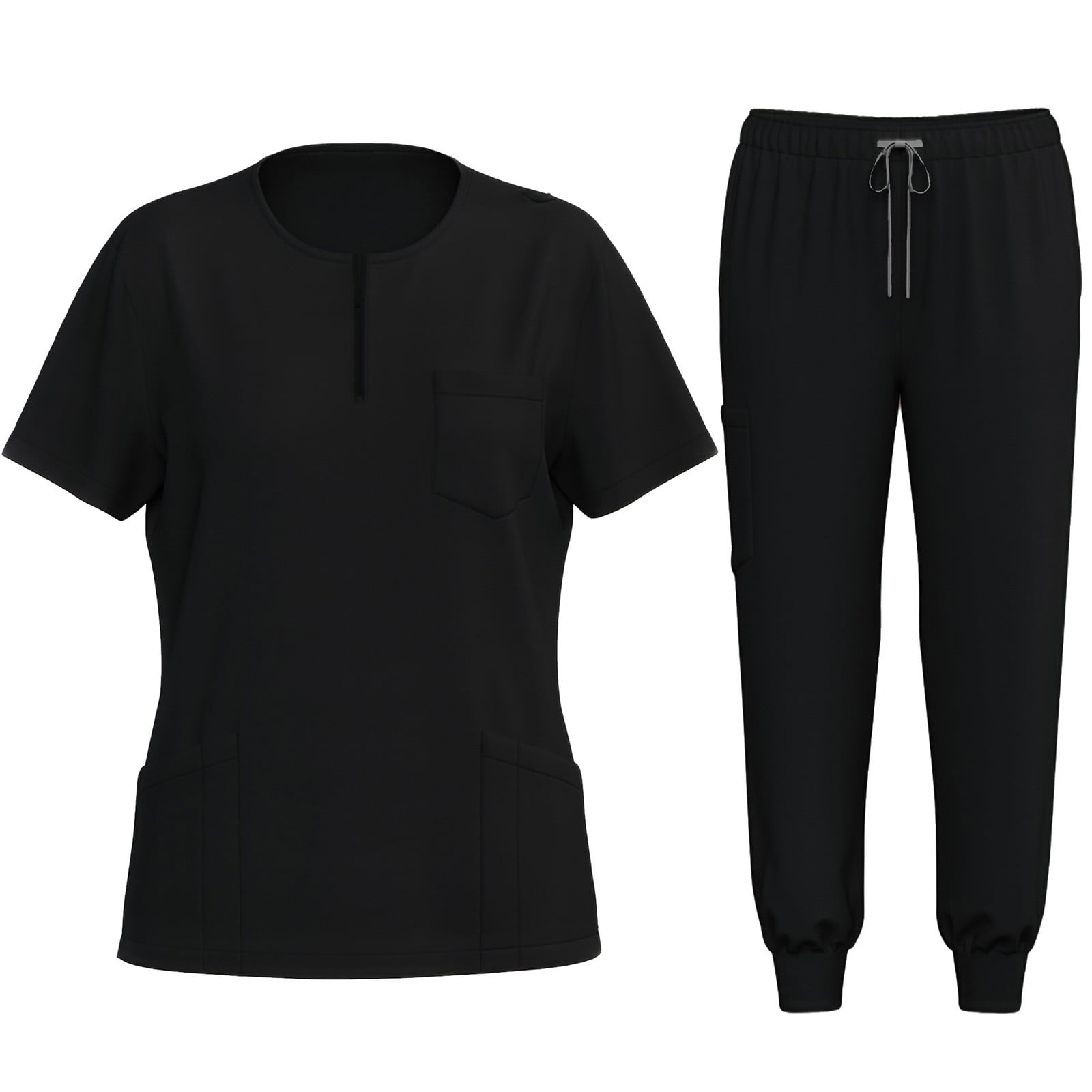 APEXFWDT Scrubs for Women Set, Stretch Half Zipper Scrub Top & Jogger ...
