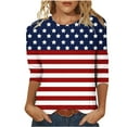 Apexfwdt Shirt 3 4 Sleeve American Flag Tops Women 4th Of July
