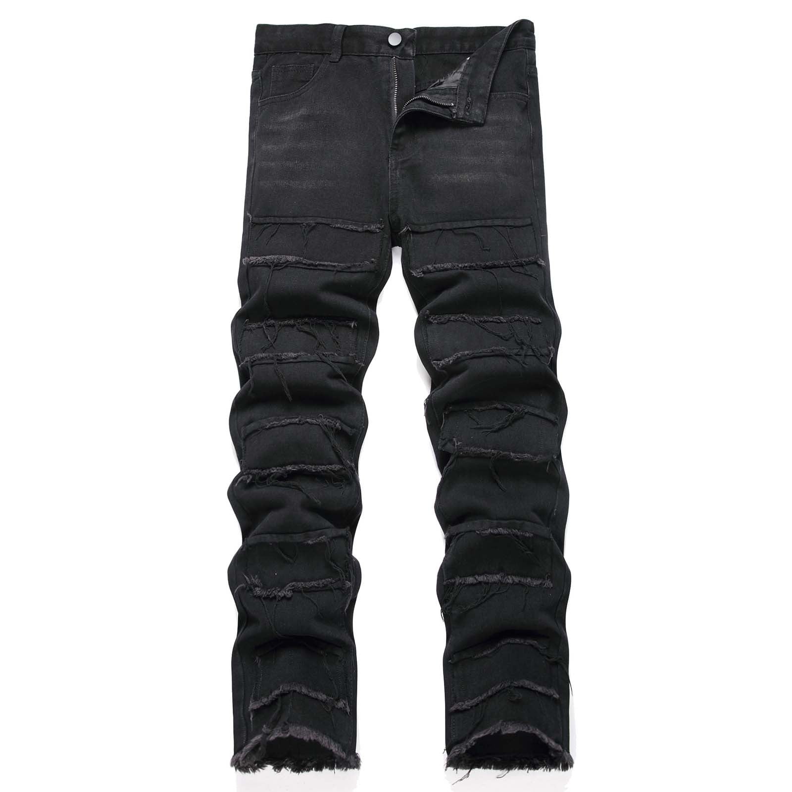 APEXFWDT Stacked Jeans Men Skinny Ripped Jeans Slim Fit Denim Pants Y2K ...