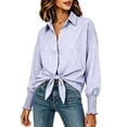 APEXFWDT Striped Button Down Shirt Women Wrinkle-Free Ruffle Long ...