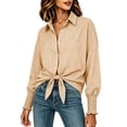 APEXFWDT Striped Button Down Shirt Women Wrinkle-Free Ruffle Long ...