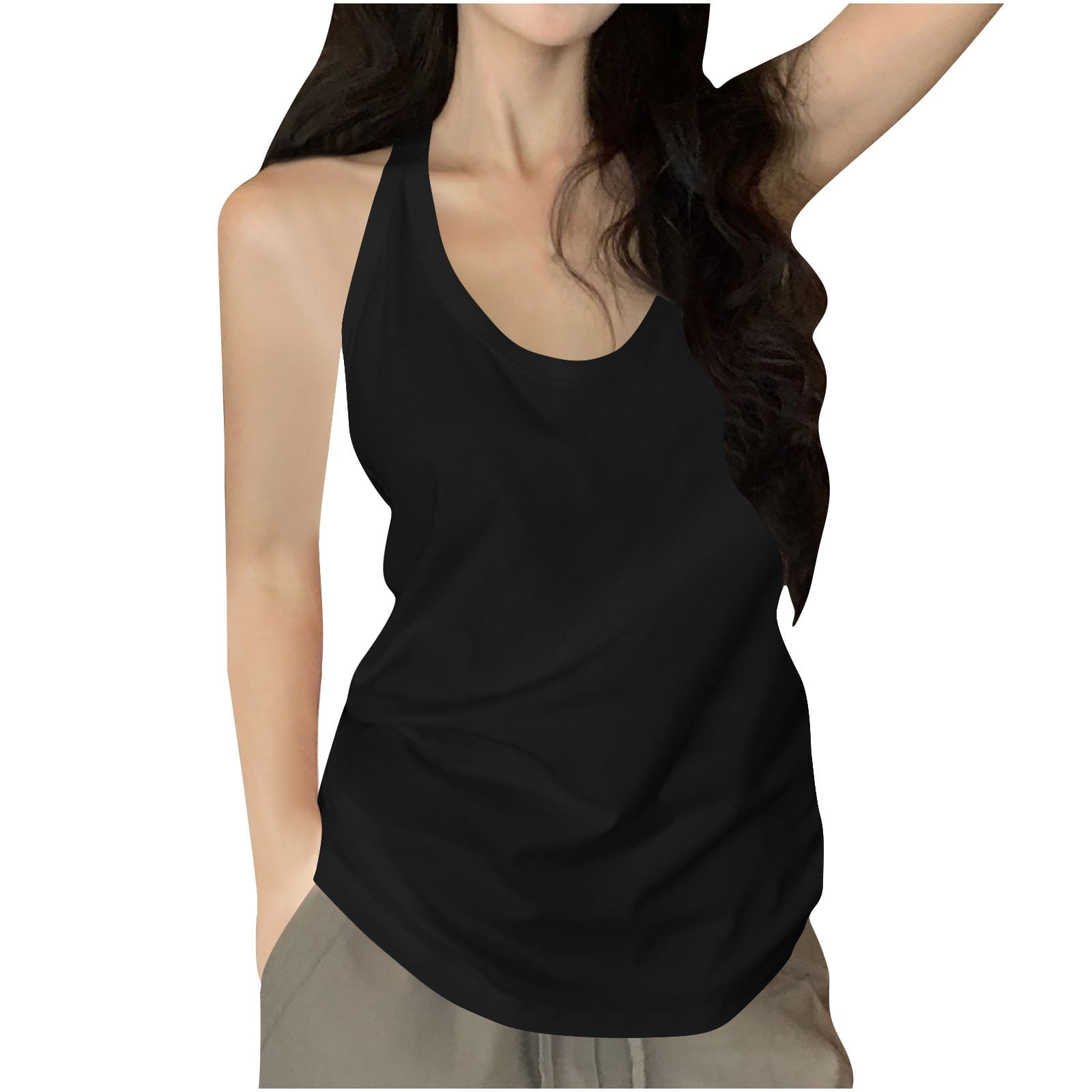 Apexfwdt Summer Womens Cross Back Tank Tops Casual Sleeveless Basic