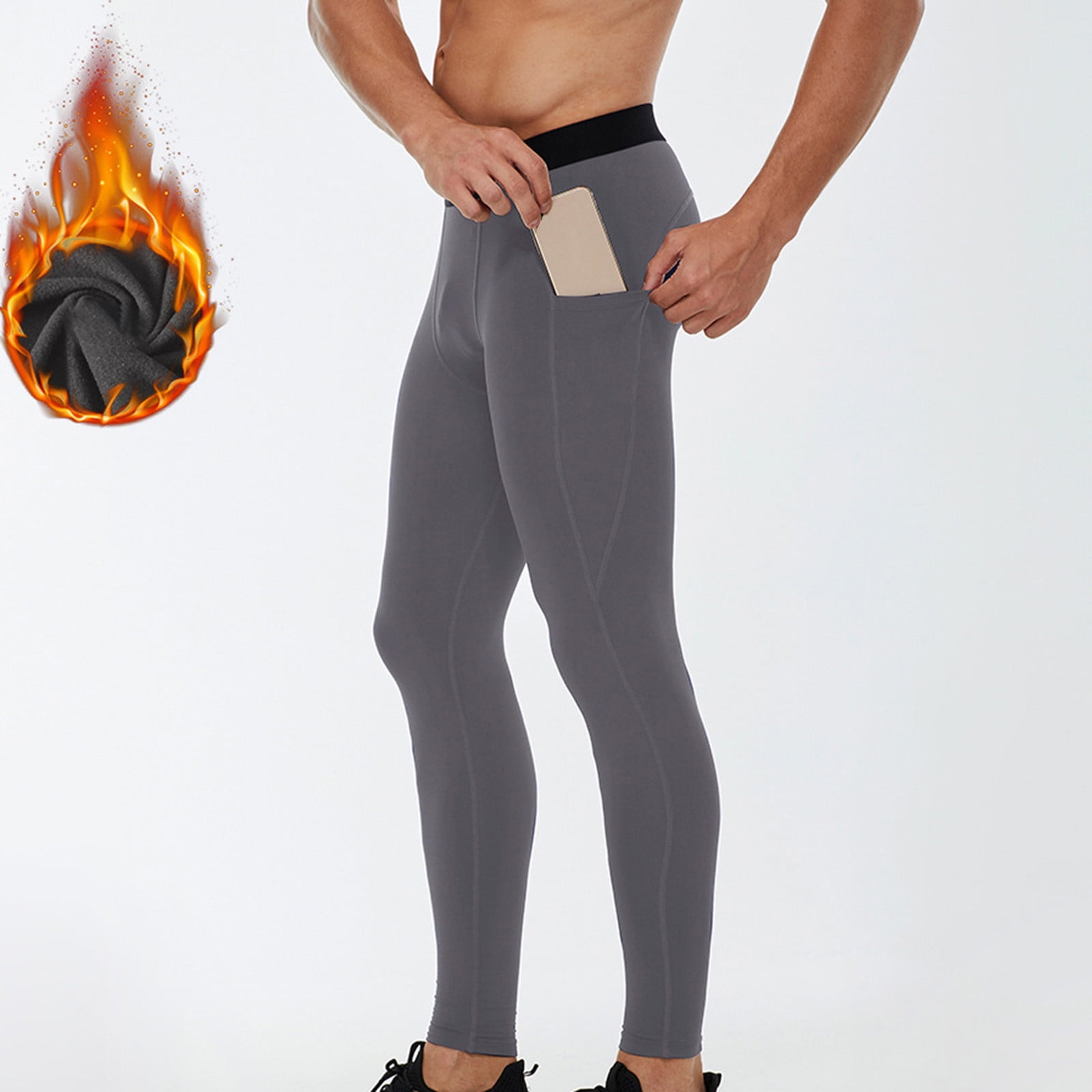 APEXFWDT Thermal Compression Pants for Men Fleece Lined Football ...