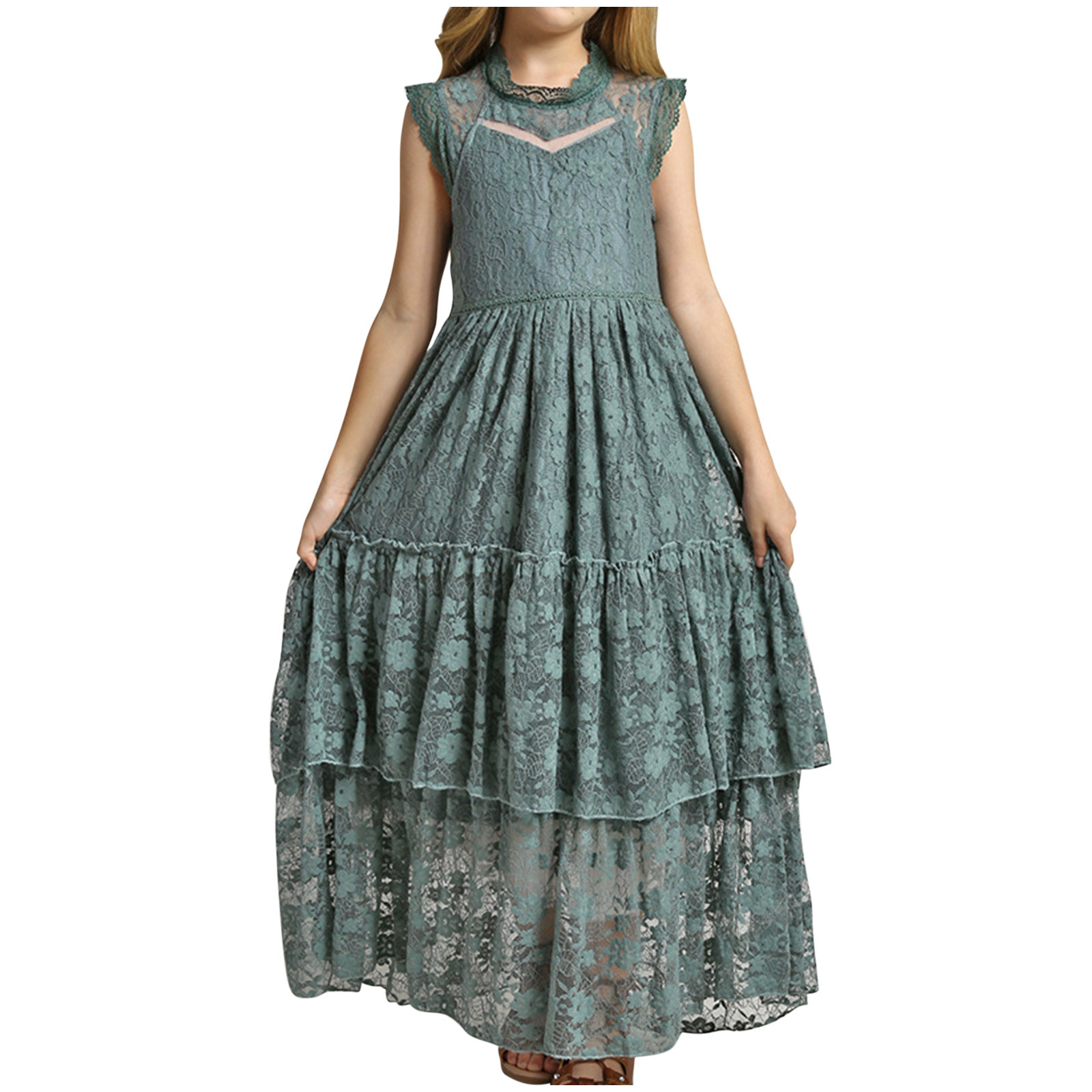 APEXFWDT Tween Girl Fashion Swing Dress Boho A-line Flowy Tiered ...